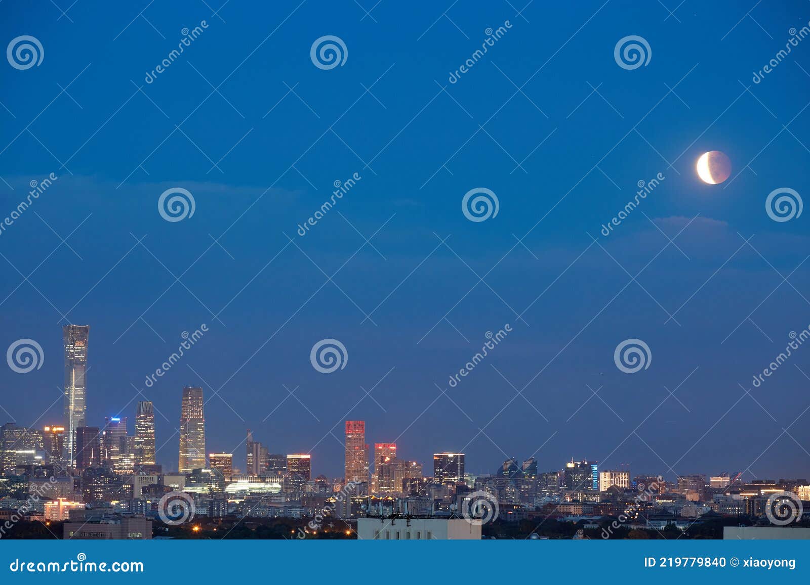 Beijing Skyline Lunar Eclipse Stock Photo - Image of eclipse ...