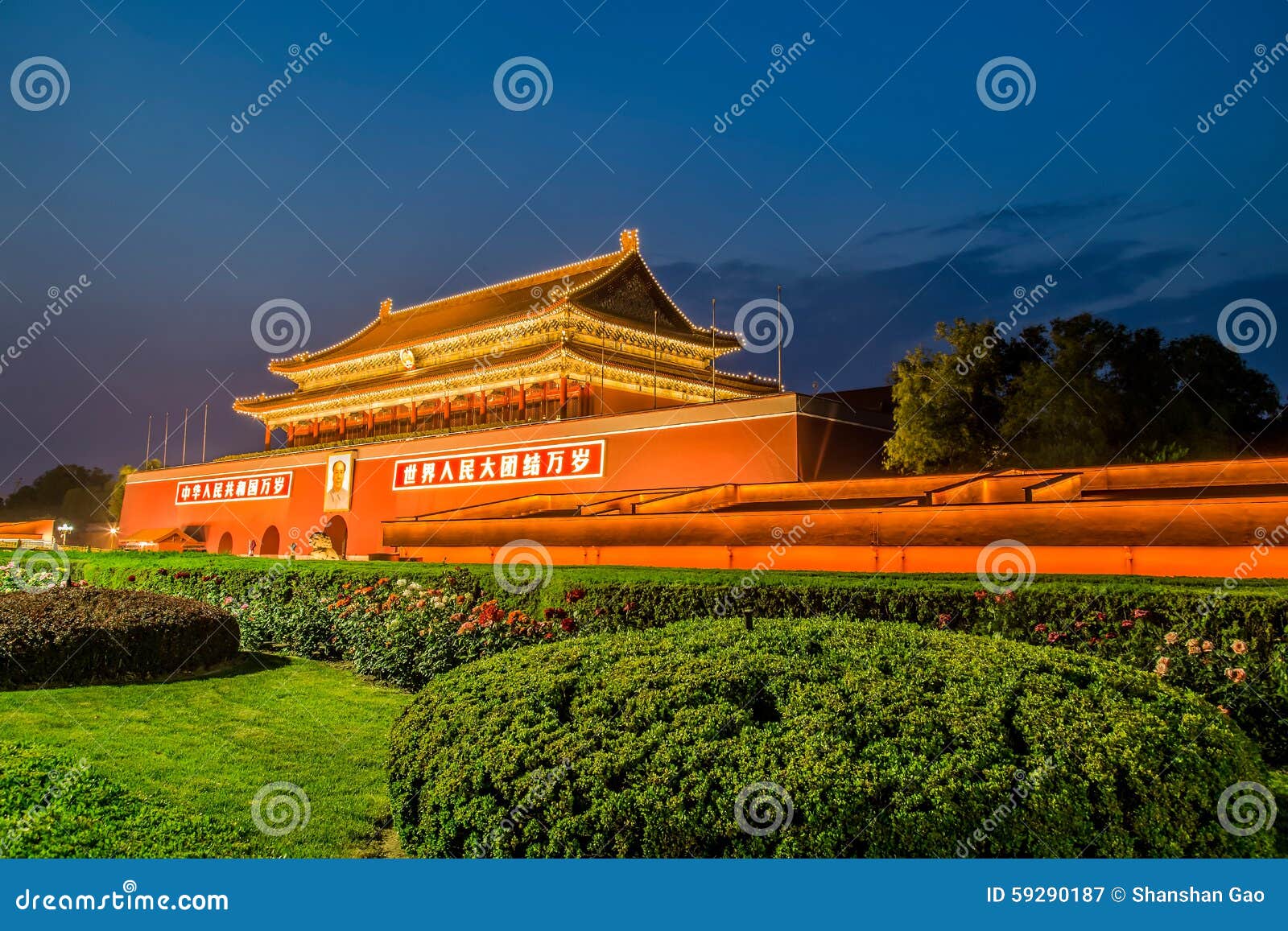 Beijing Tiananmen building editorial photography. Image of night - 59290187