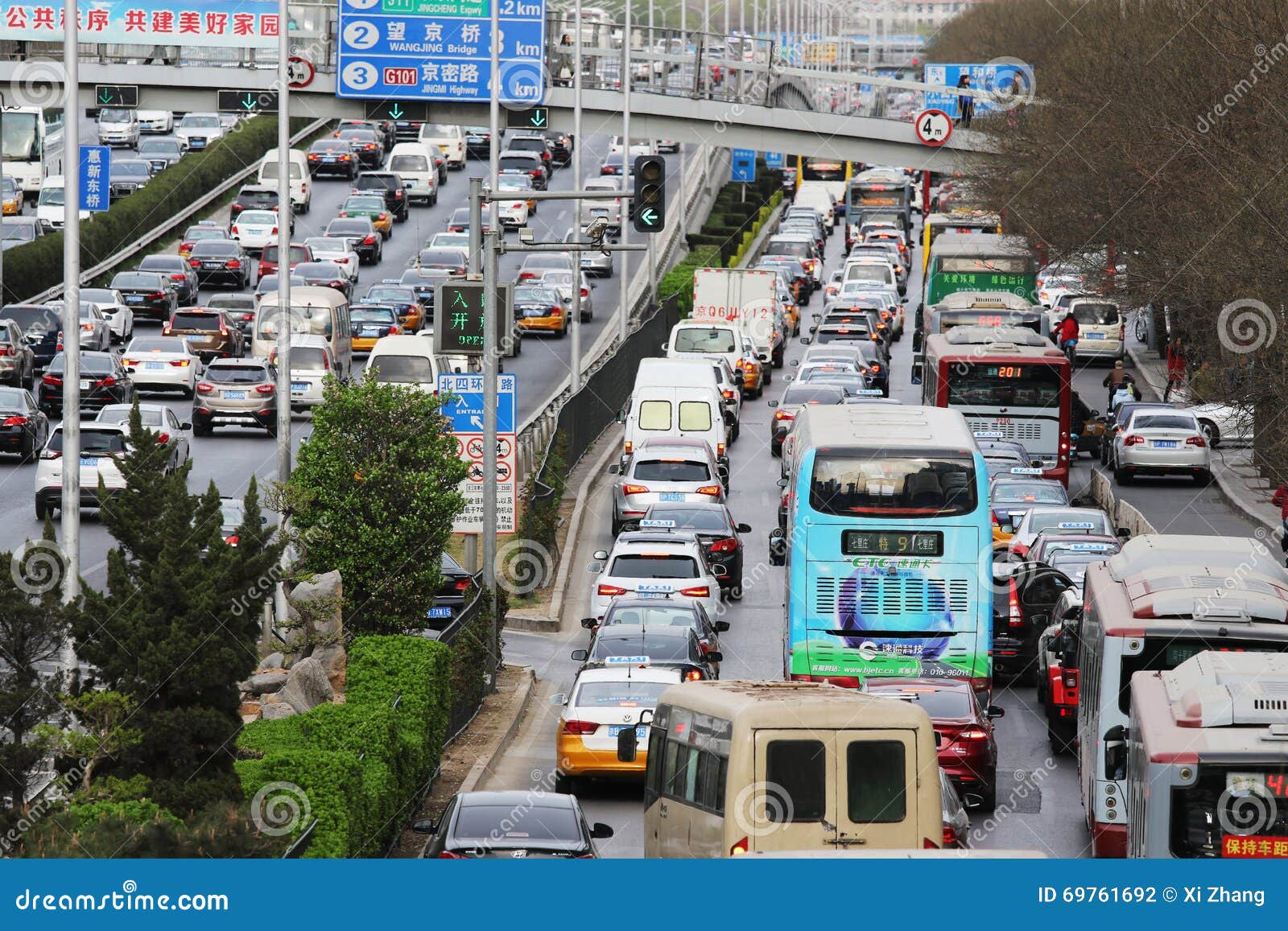 Beijing Traffic Jam and Air Pollution Editorial Photography - Image of ...