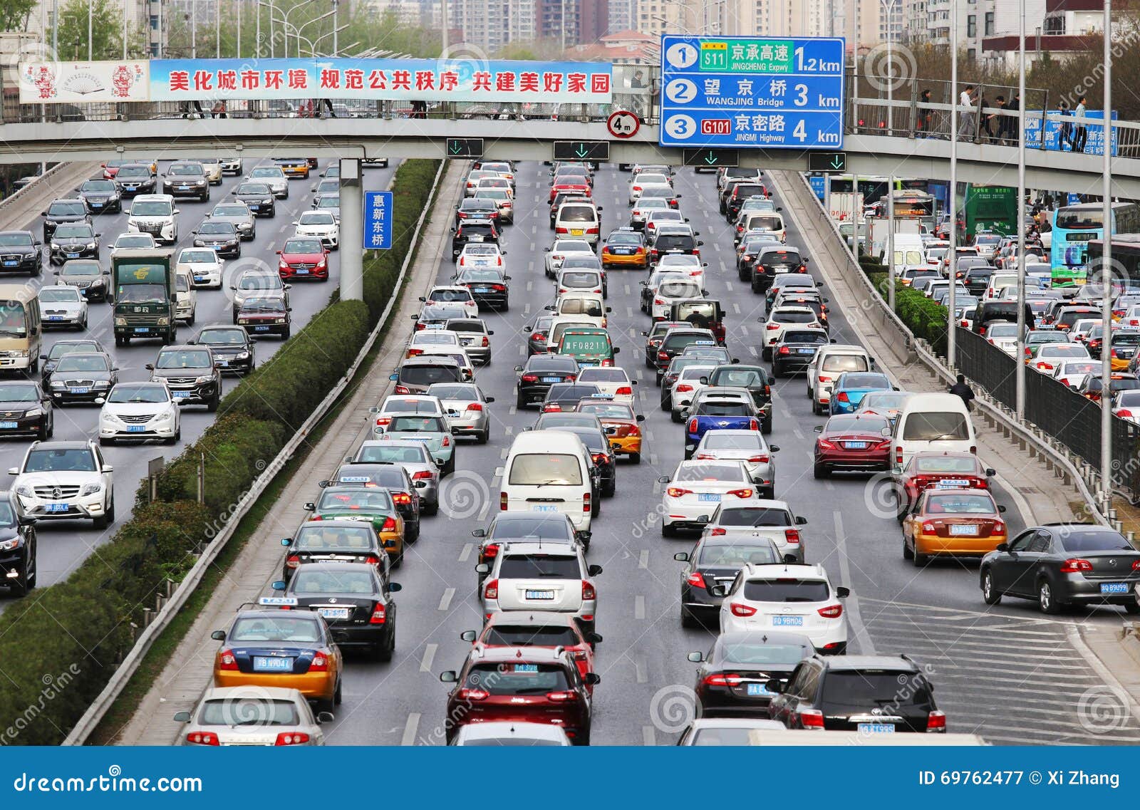 Beijing Traffic Jam and Air Pollution Editorial Photography - Image of ...
