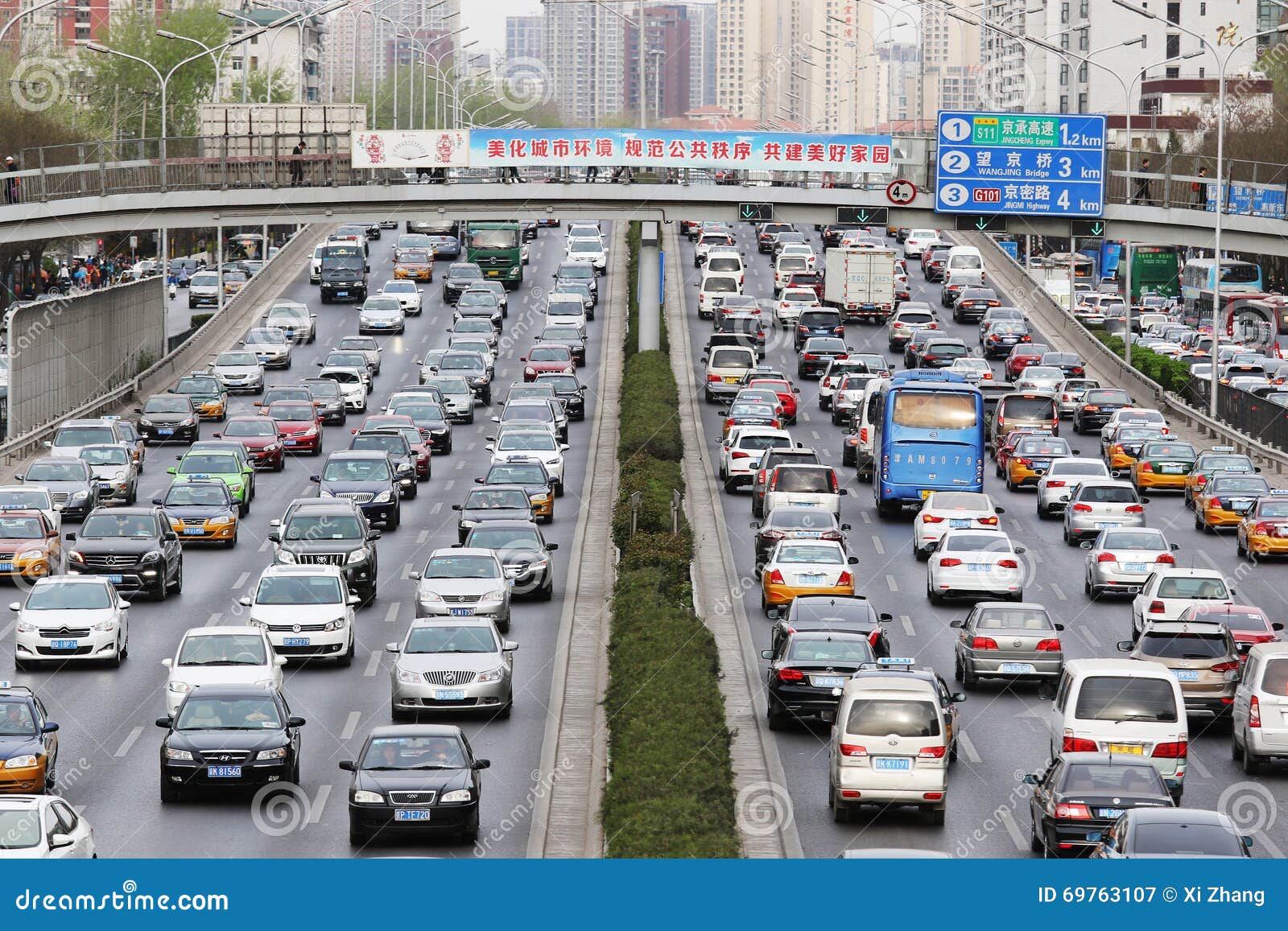 Beijing Traffic Jam and Air Pollution Editorial Photography - Image of ...