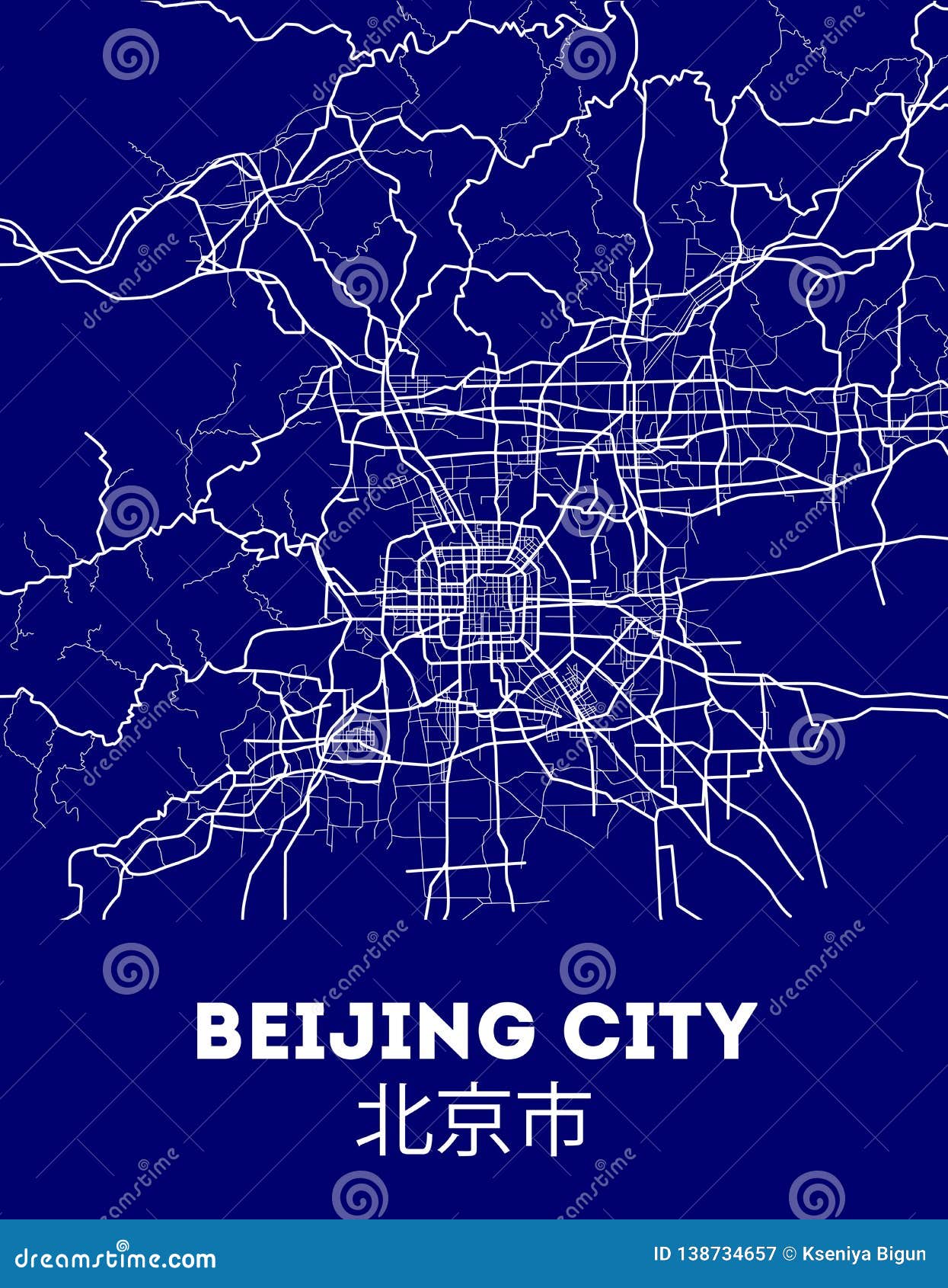 Beijing Vector City Street Map Stock Vector - Illustration of park ...