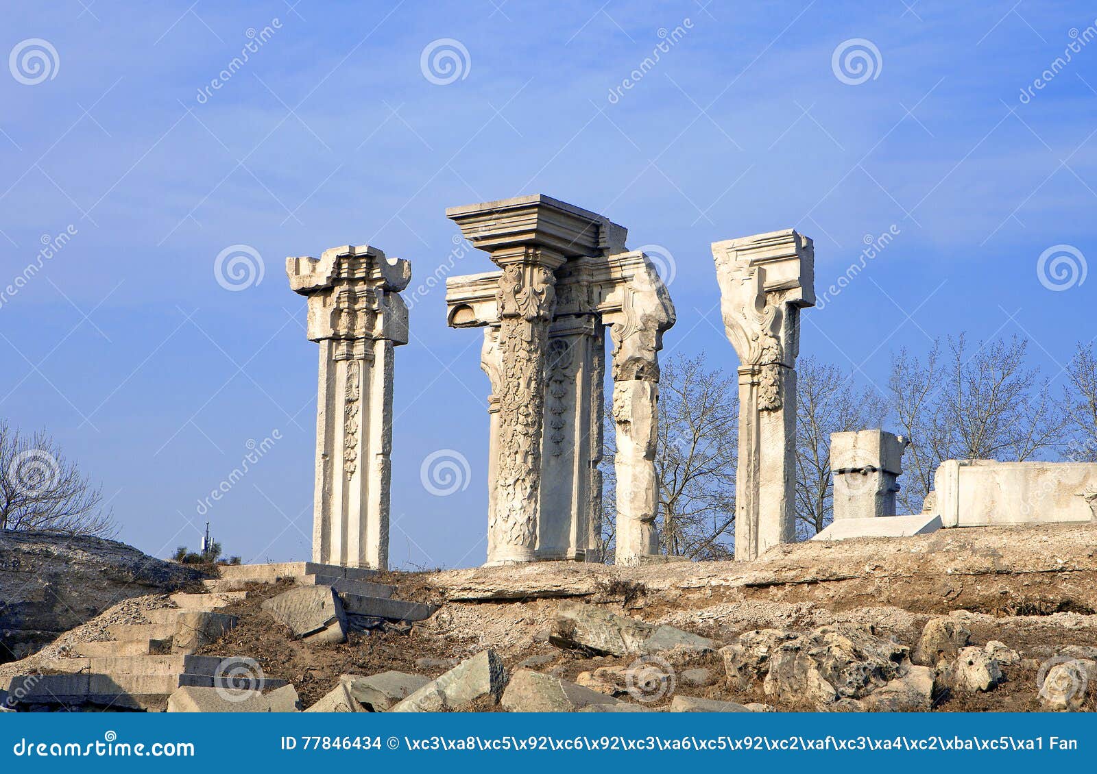 Beijing yuanmingyuan ruins stock photo. Image of monument - 77846434