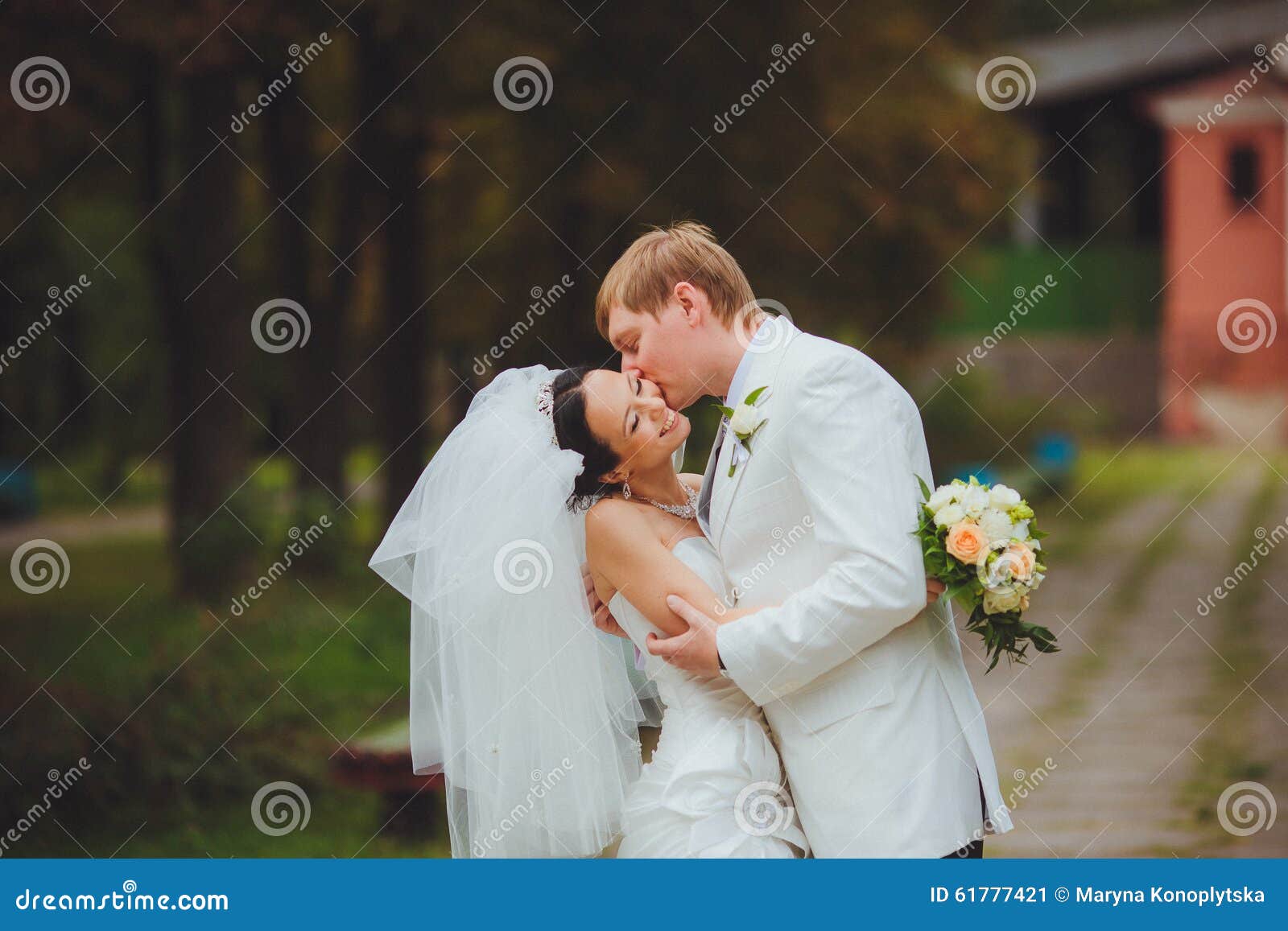 Beijo Apaixonado Do Casamento Imagem de Stock - Imagem de roupa ...