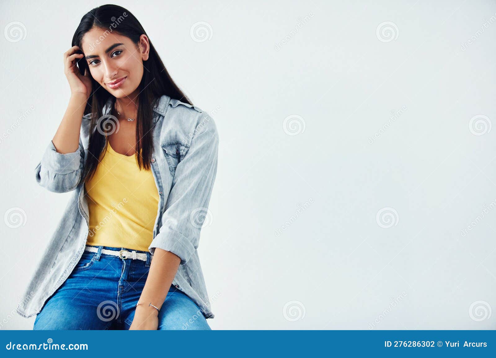 Being Her Beautiful Self. Studio Shot of a Beautiful Young Woman. Stock ...