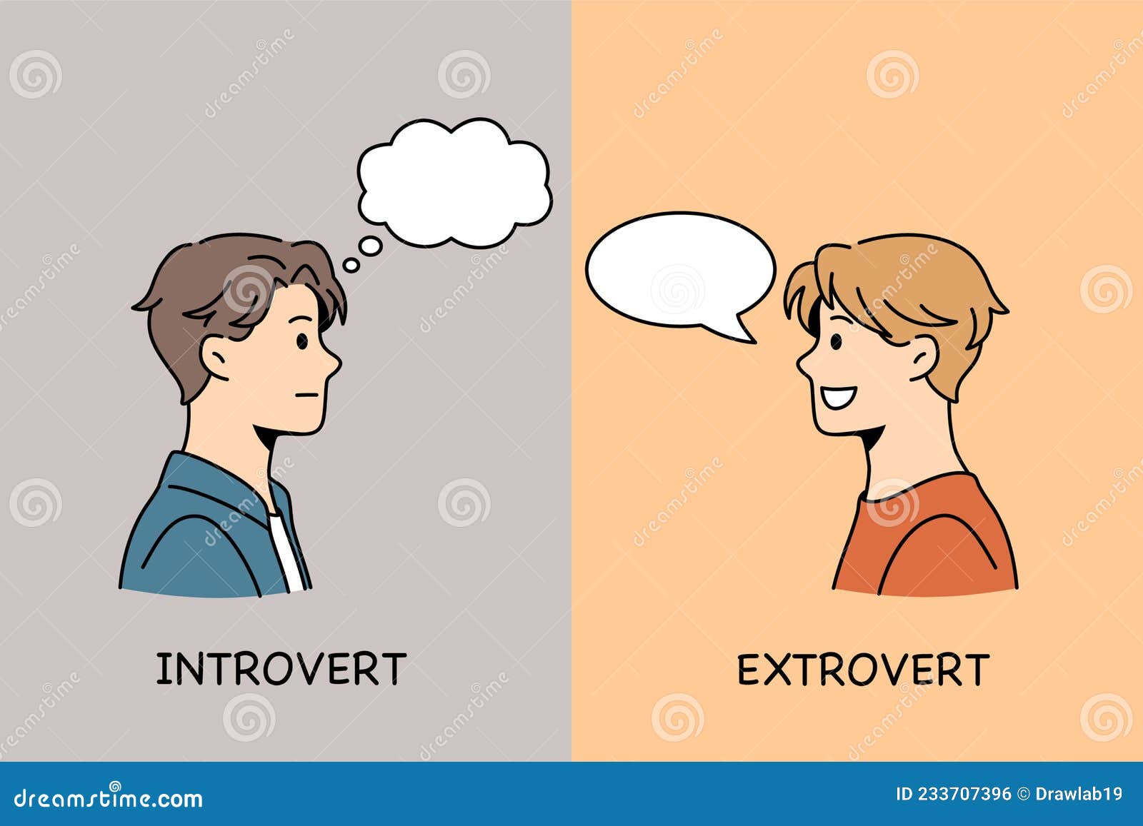 Being Introvert or Extravert Concept Stock Vector - Illustration of ... Being Introvert or Extravert Concept Stock Vector - Illustration of ...
