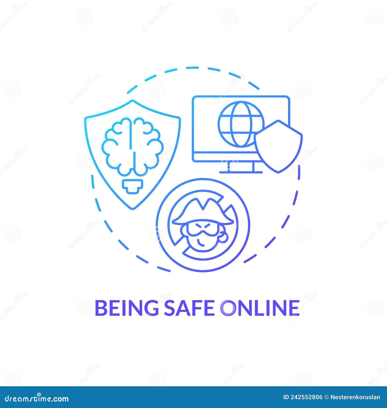 Being Safe Online Blue Gradient Concept Icon Stock Vector ...
