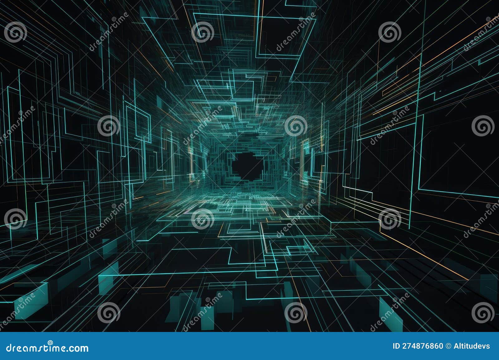 Being Unable To Escape Digital Glitch, with Lines and Squares Twisting ...