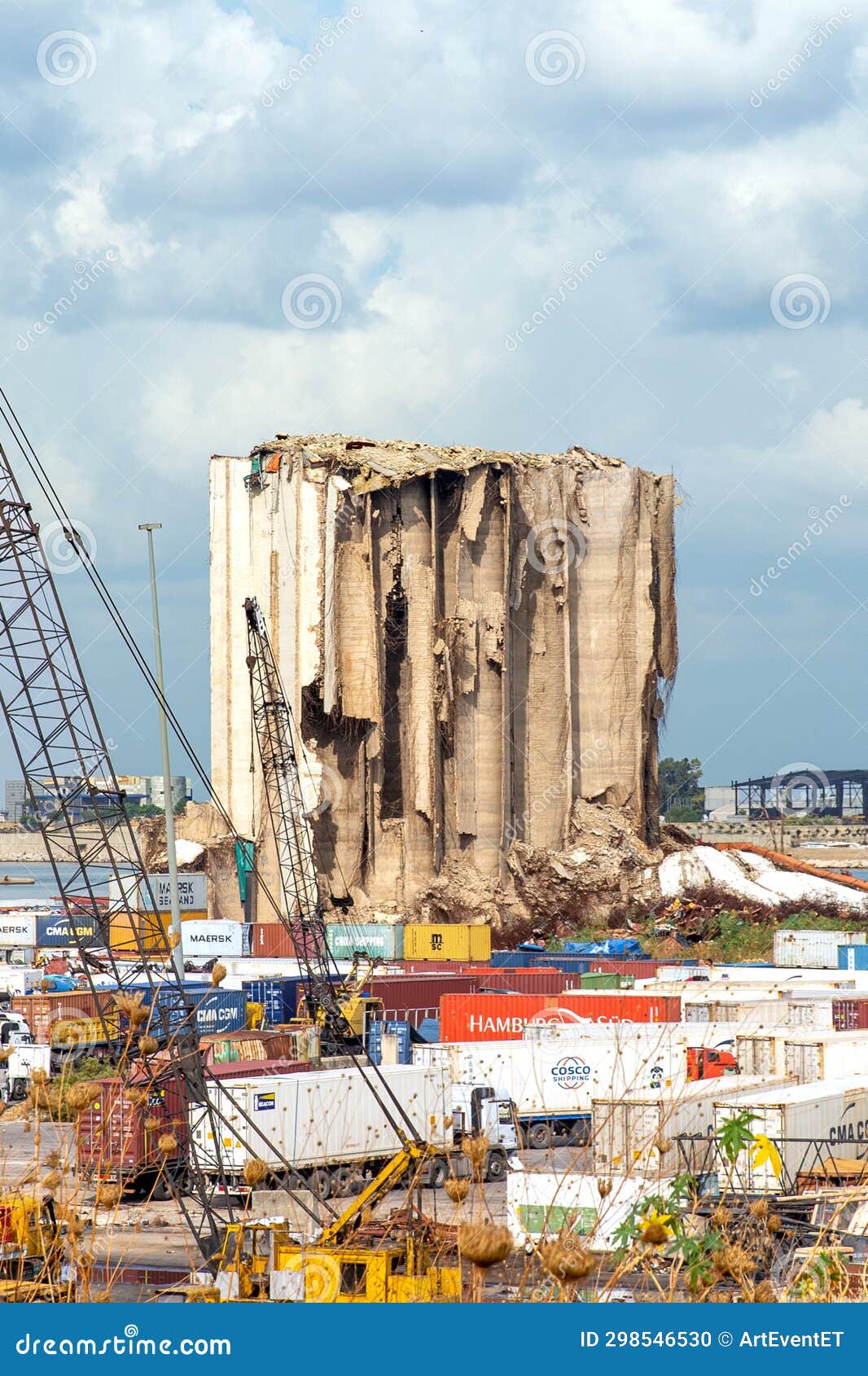 Elevator or Warehouse Destroyed by Explosion in the Port of Beirut ...