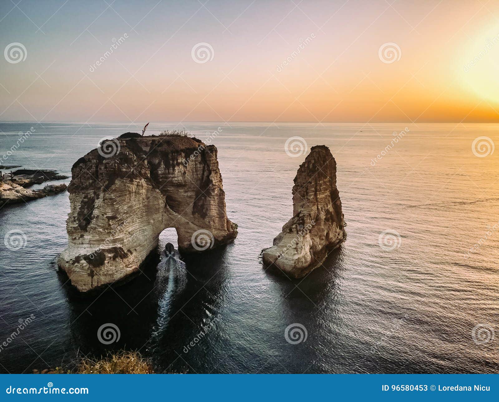 Beirut, Lebanon, Archeologic Site, Ancient Roman Bath In Center Of ...