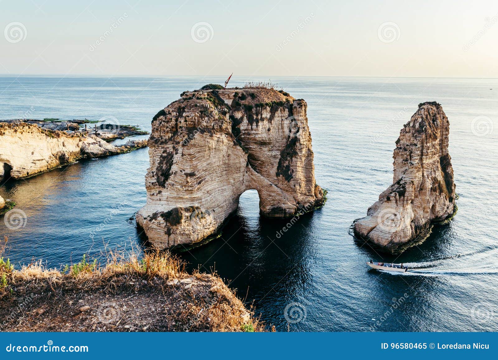 Beirut, Lebanon stock image. Image of rocks, rock, boat - 96580465