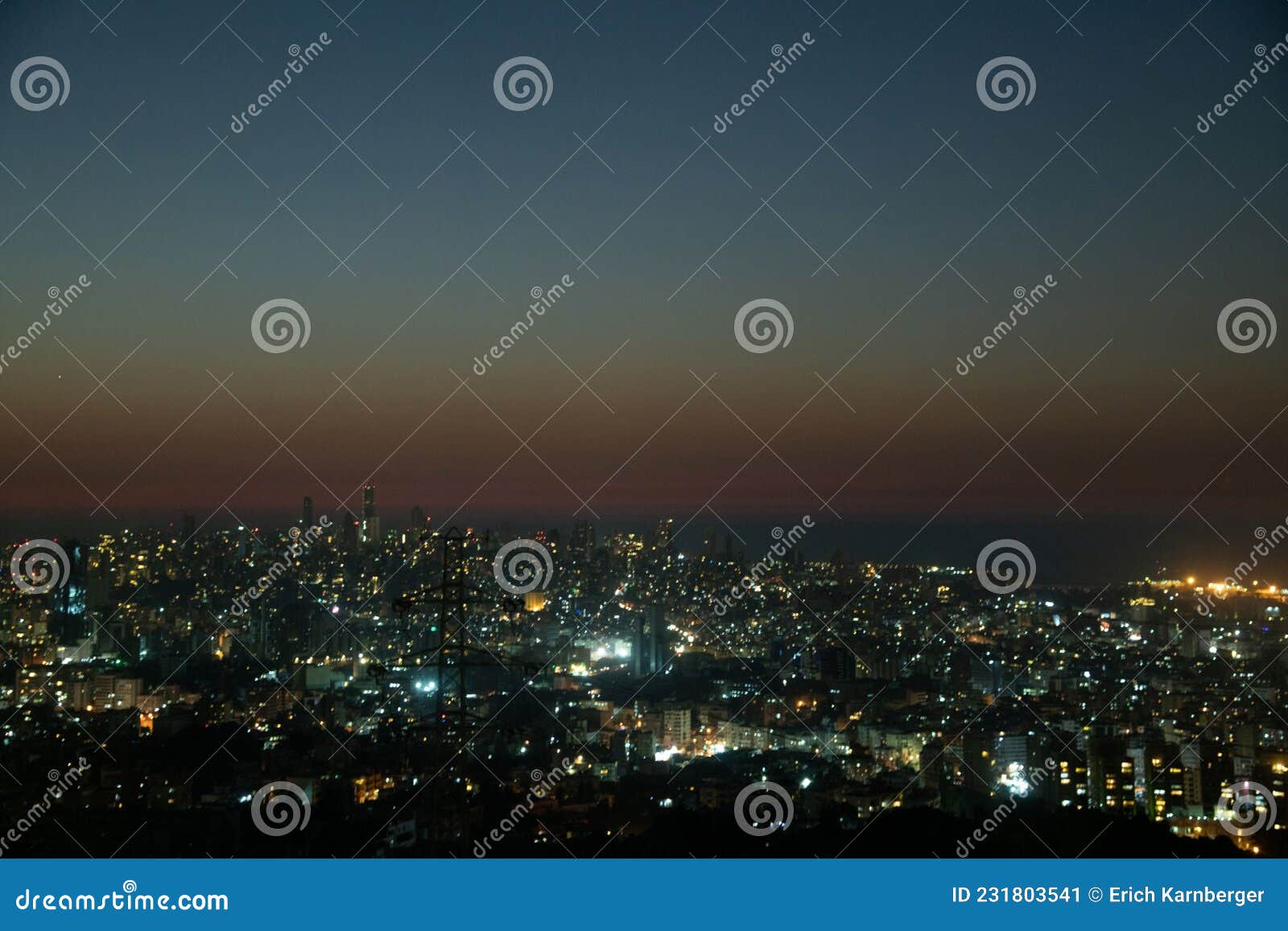 Beirut skyline at night stock image. Image of architecture - 231803541