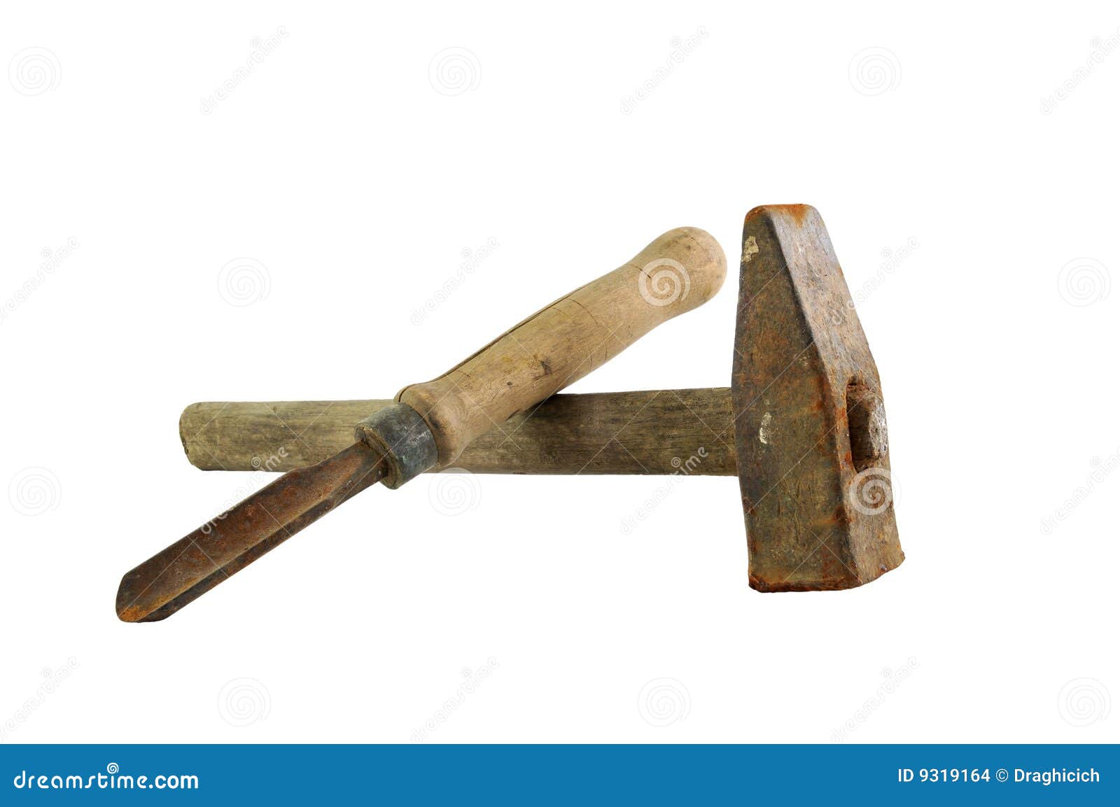 Beitel en hamer stock foto. Image of hulpmiddel, houtbewerking - 9319164