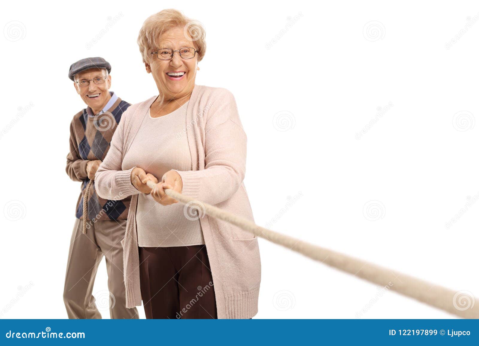 Bejaard Paar Die Een Kabel Trekken Stock Afbeelding - Image of ...