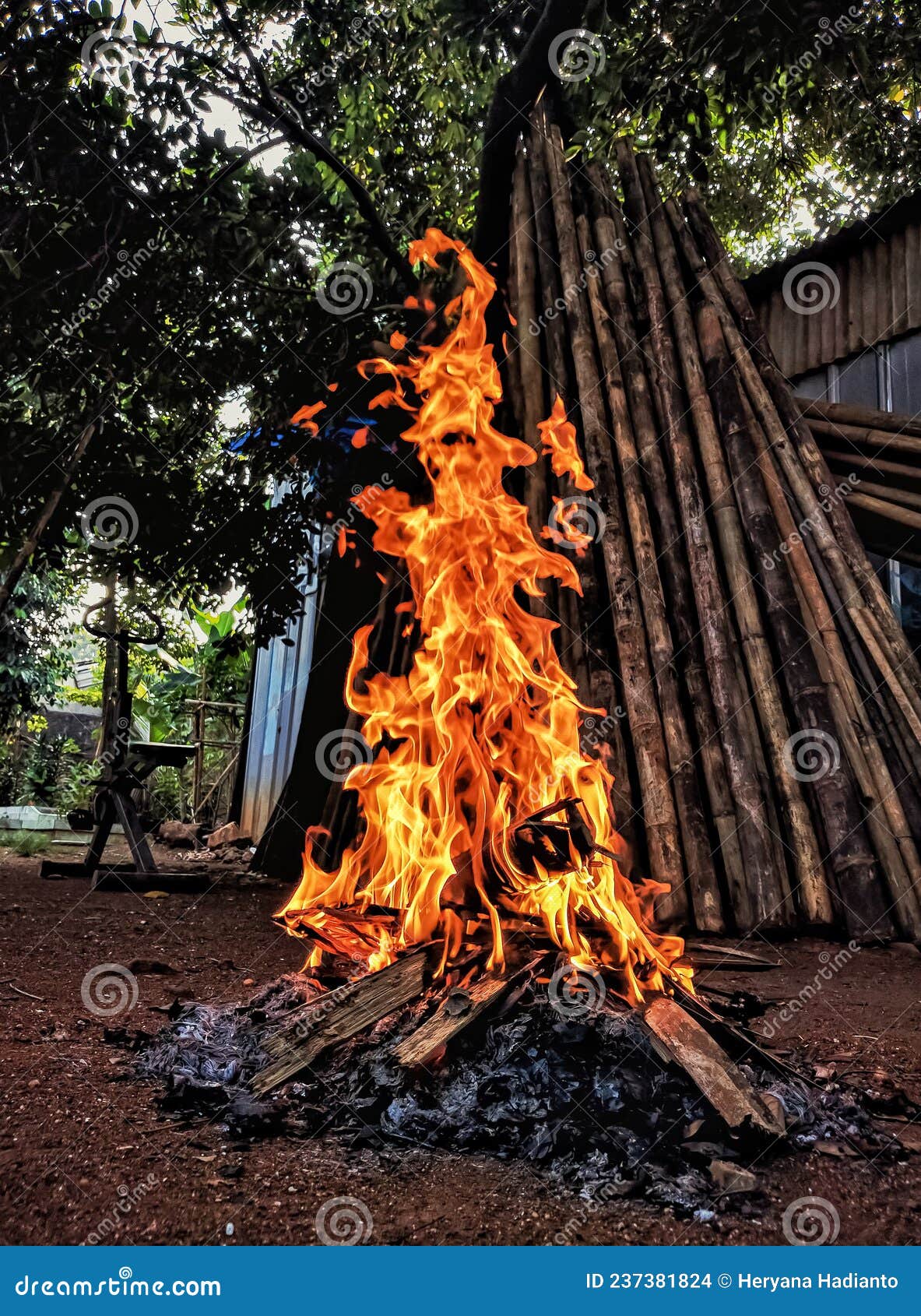 Bekasi, Indonesia, a Burning Fire and the Process of Burning Garbage in ...
