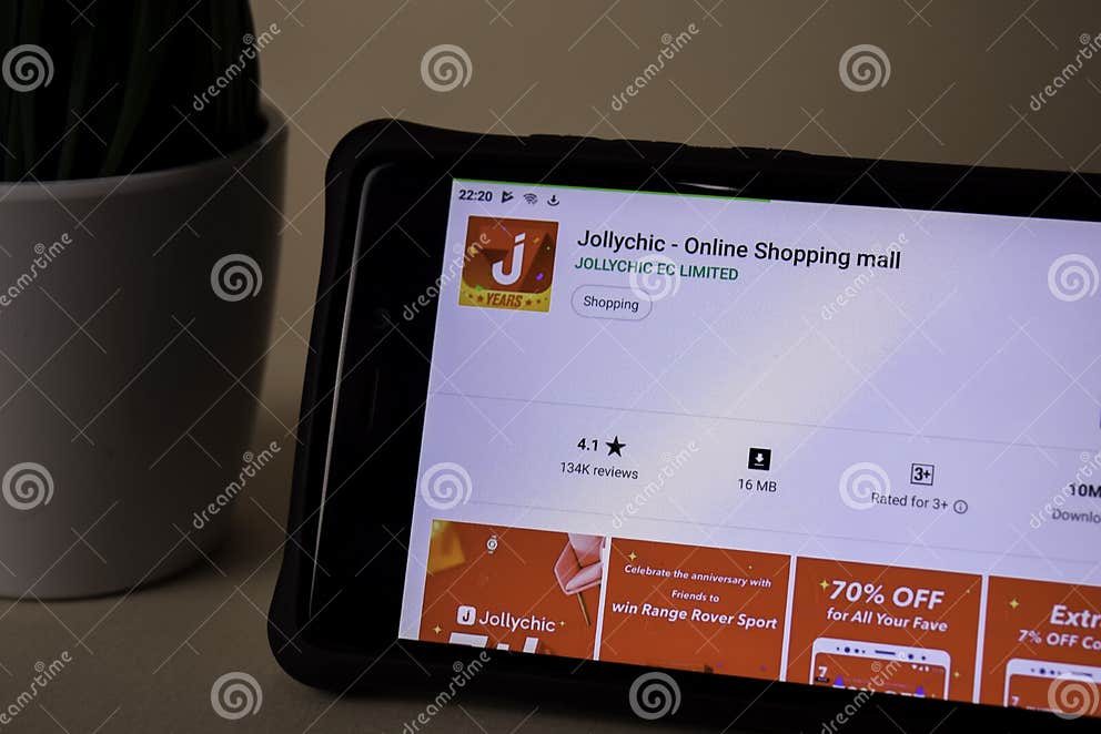 Jollychic Dev Application on Smartphone Screen. Online Shopping Mall is ...