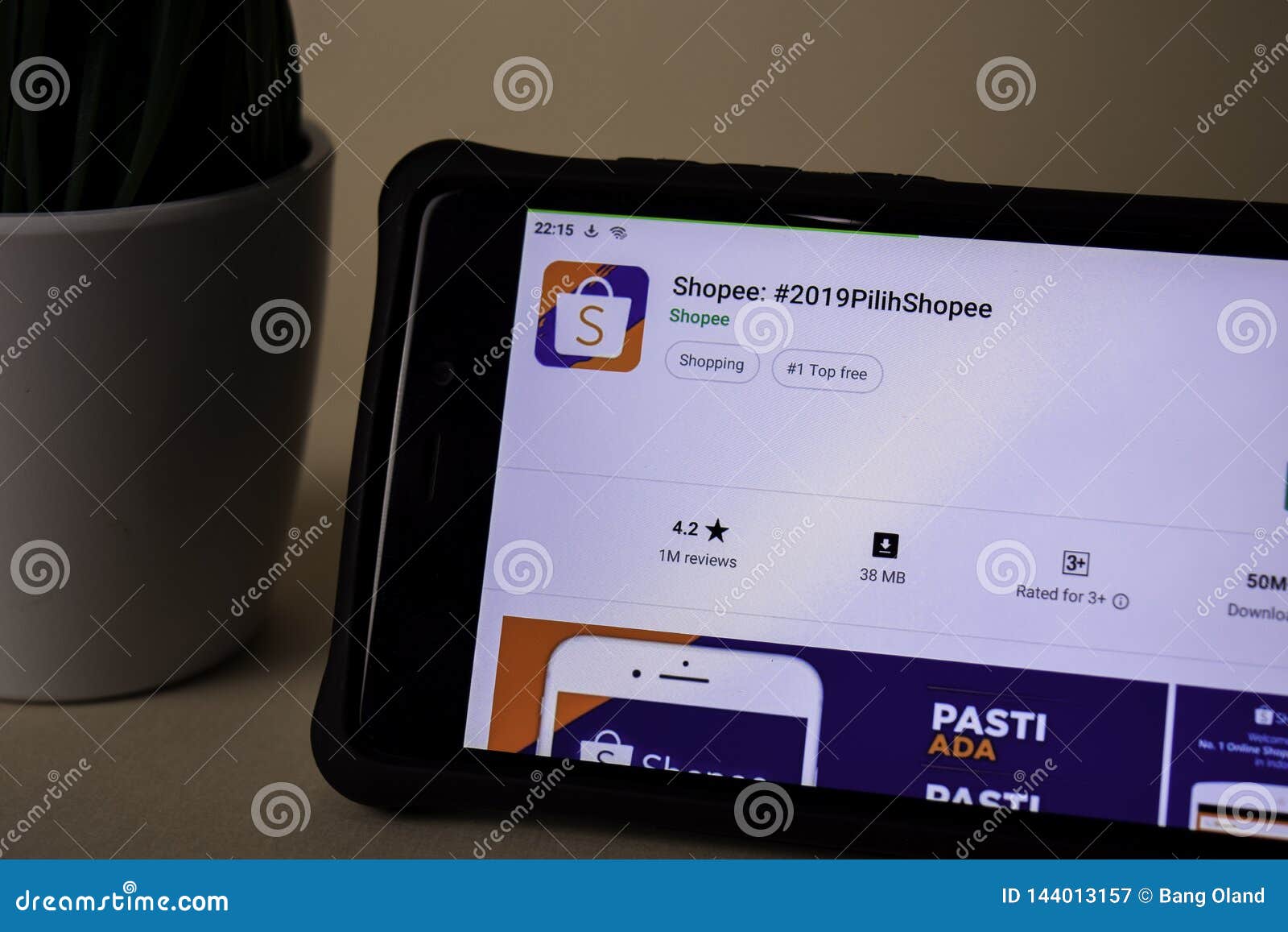 Shopee Dev Application on Smartphone Screen. Easy Online Shopping is a ...