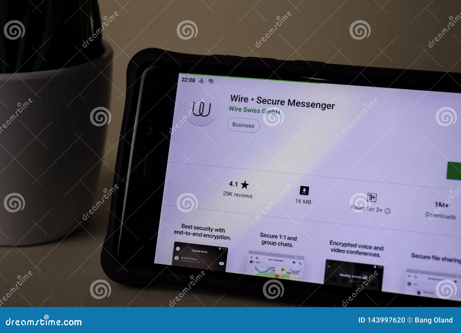 Wire Secure Messenger Dev Application on Smartphone Screen. Secure ...