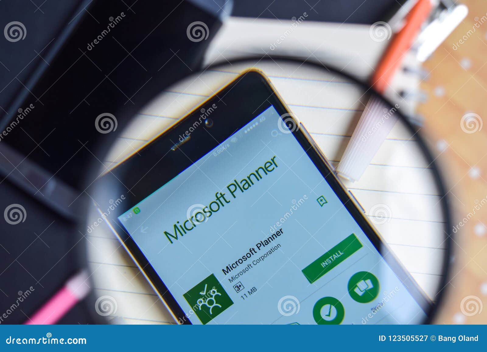 Microsoft Planner App with Magnifying on Smartphone Screen. Editorial ...