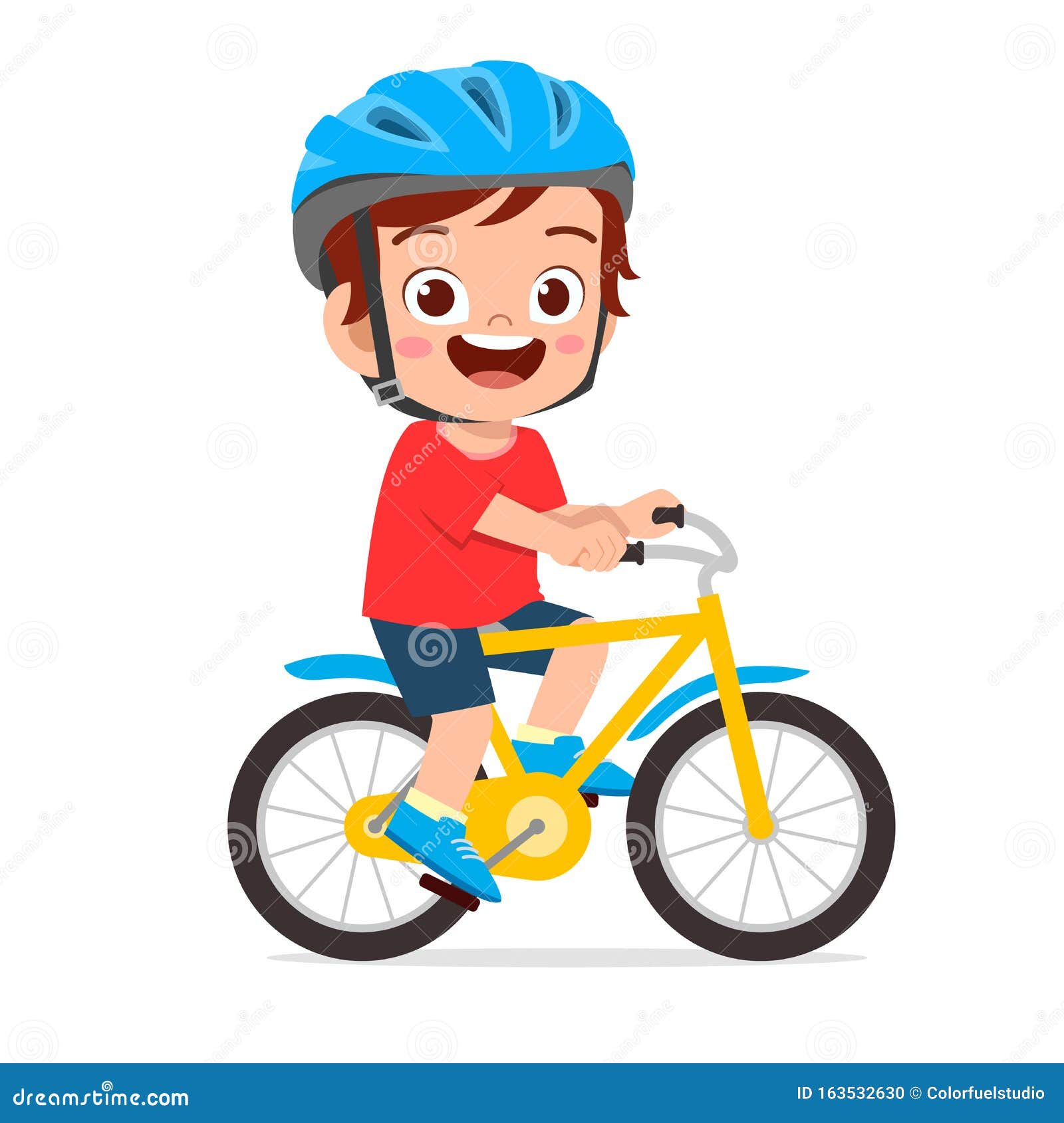 Bel ragazzo che va in bici illustrazione vettoriale. Illustrazione di ...