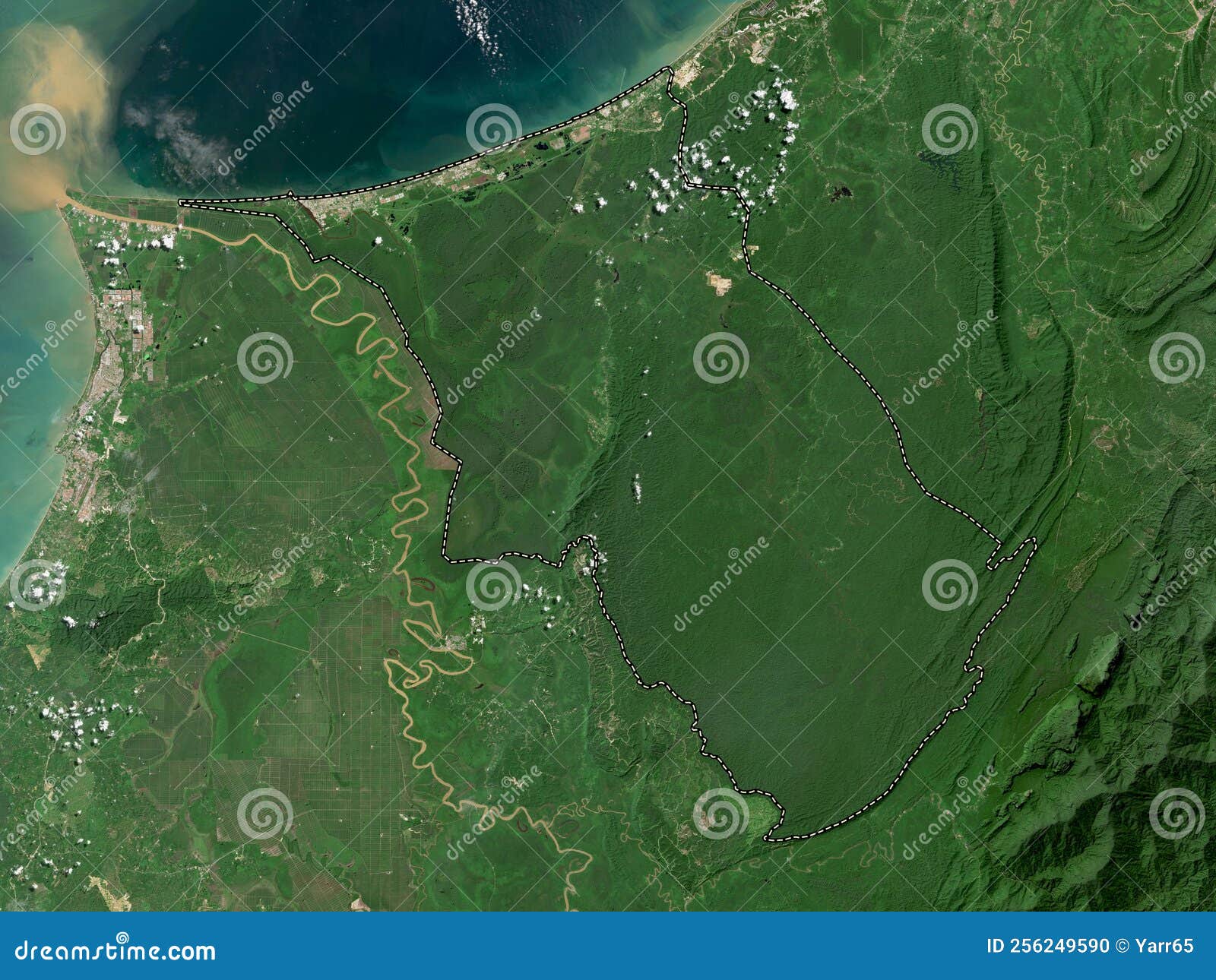 Belait, Brunei. High-res Satellite. No Legend Stock Illustration ...