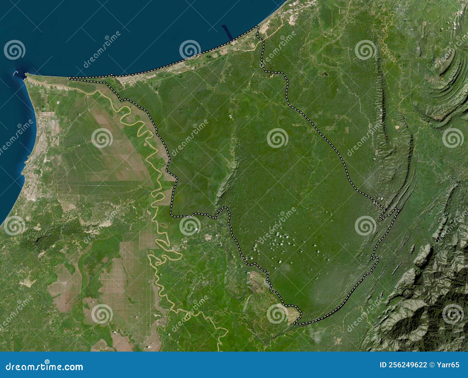 Belait, Brunei. Low-res Satellite. No Legend Stock Illustration ...