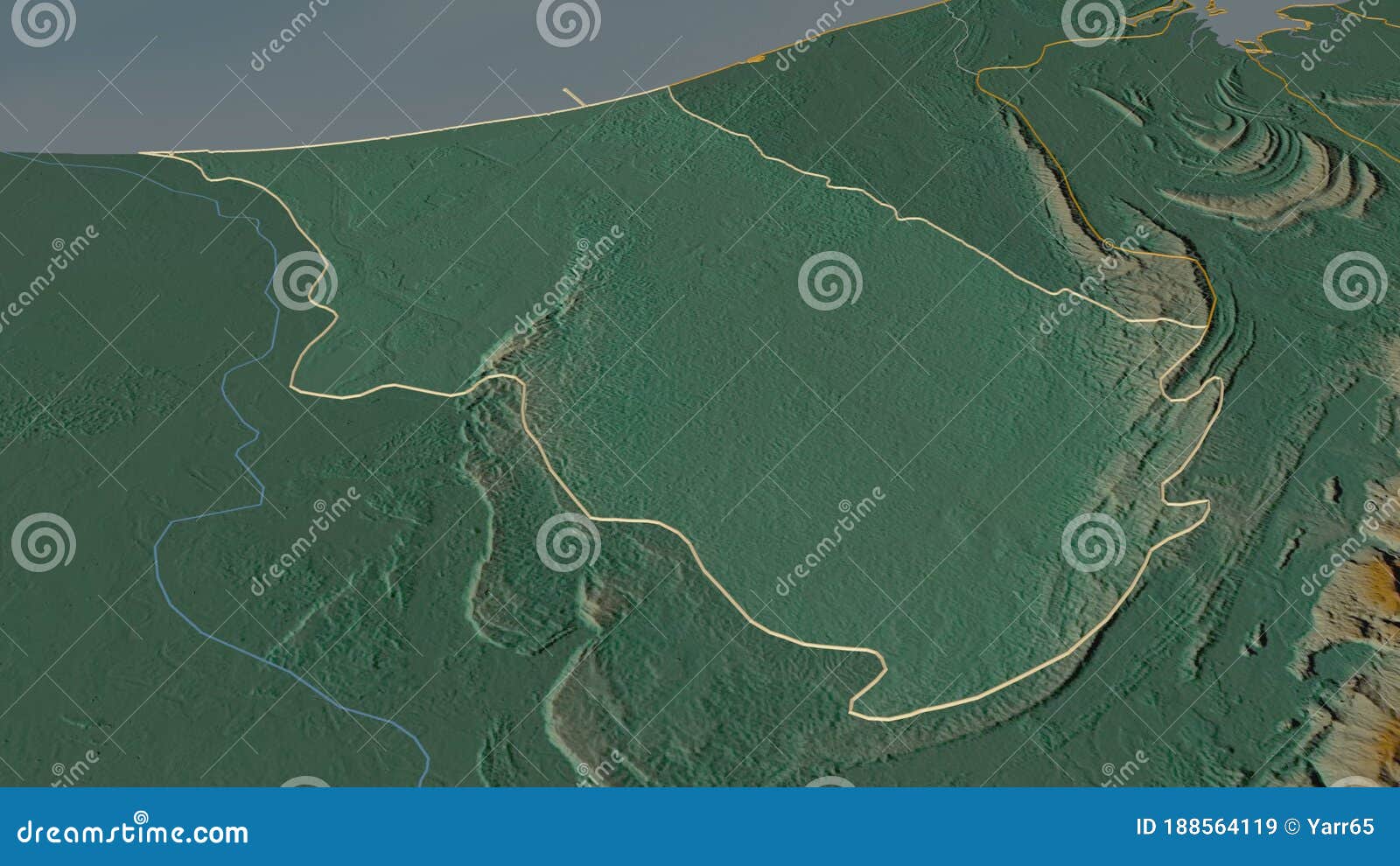 Belait, Brunei - Outlined. Relief Stock Illustration - Illustration of ...
