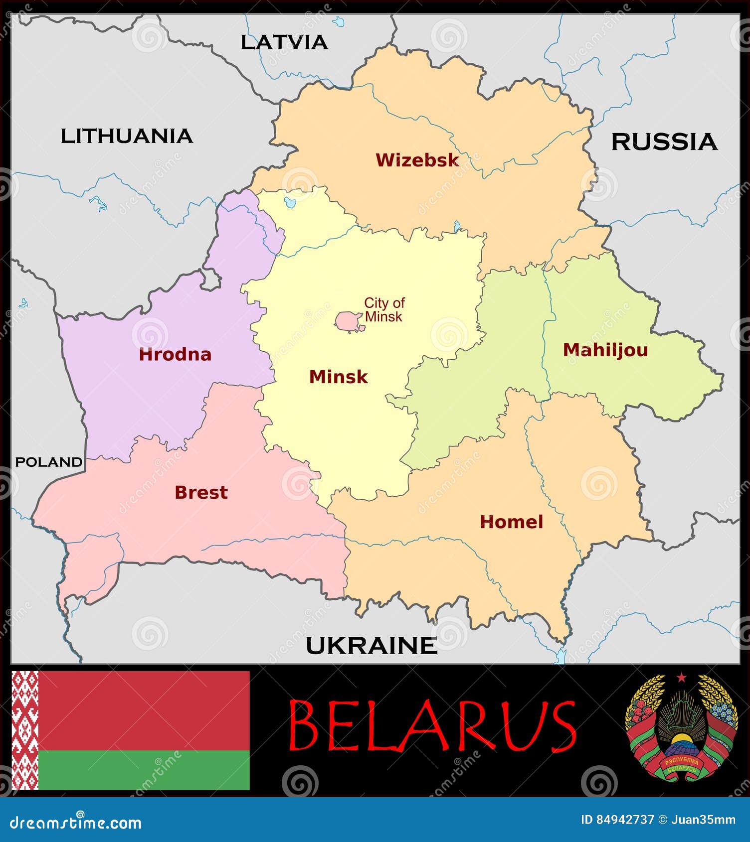 Belarus Administrative Divisions Stock Illustration - Illustration of ...