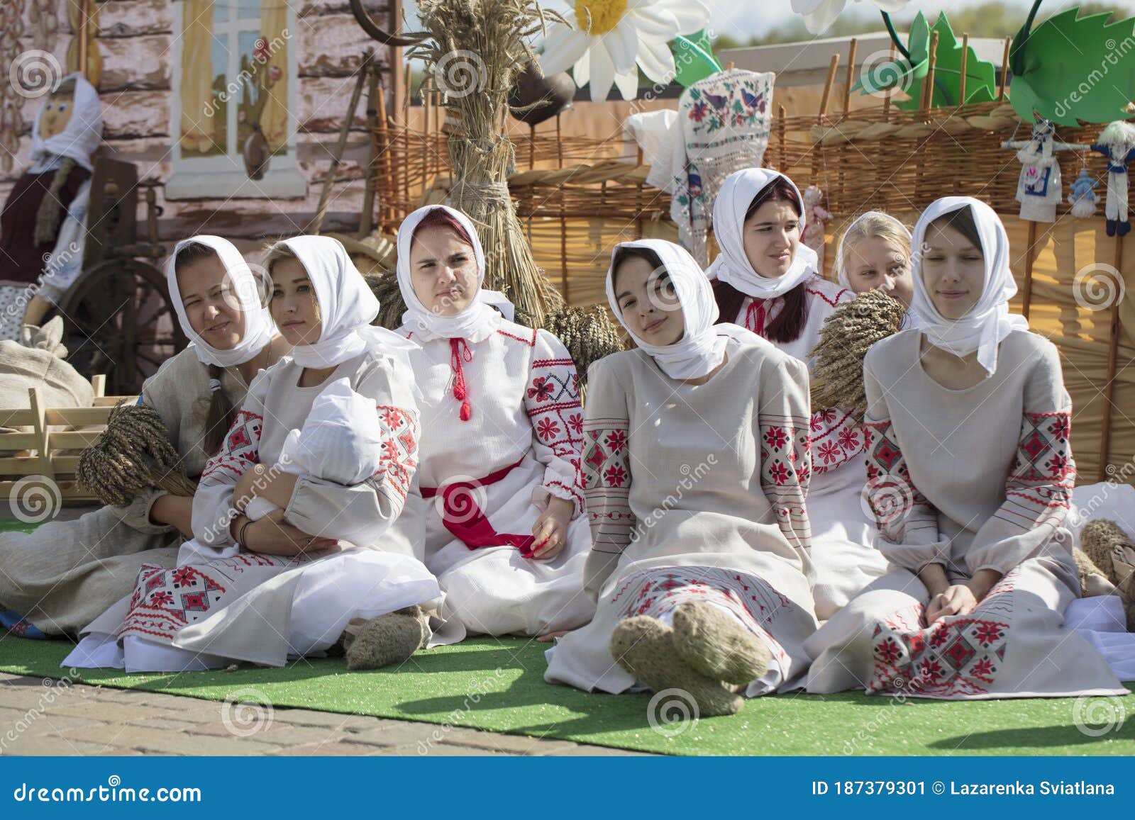 Young Ukrainian Or Belarusian Girls In Embroidered Shirts Editorial