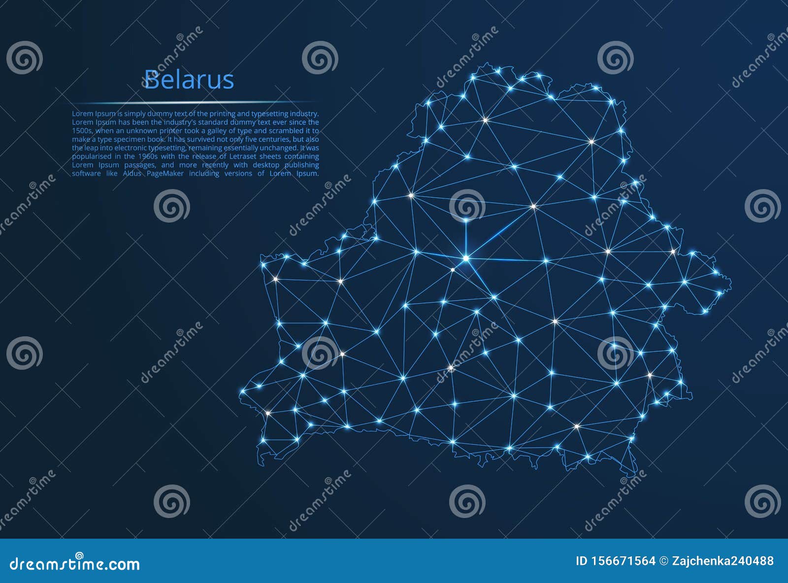 Belarus Communication Network Map. Vector Low Poly Image of a Global ...