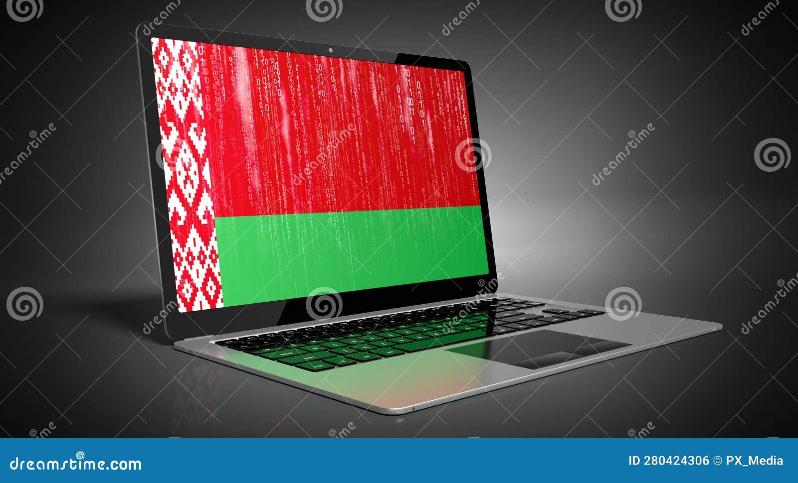 Belarus - Country Flag and Binary Code on Laptop Screen Stock ...