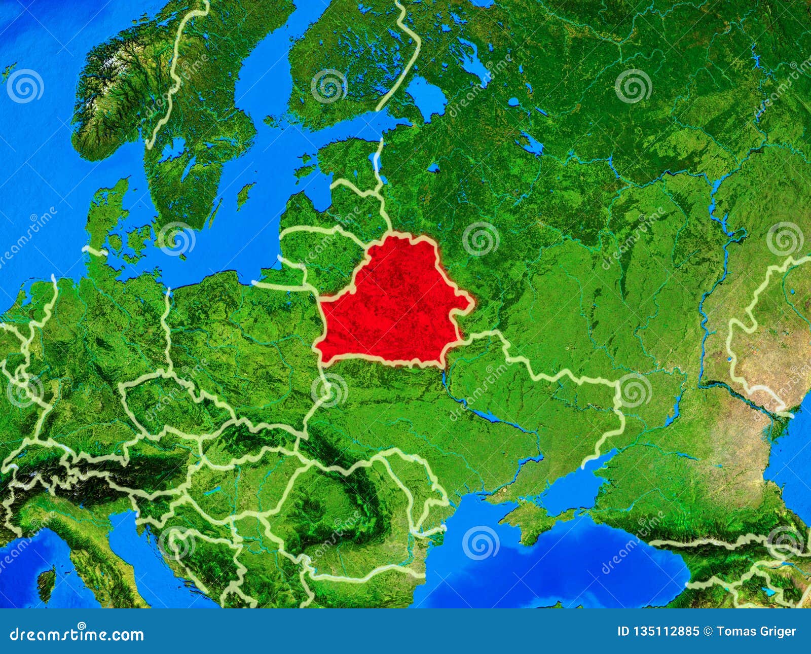 Belarus on Earth with Borders Stock Image - Image of european, global ...