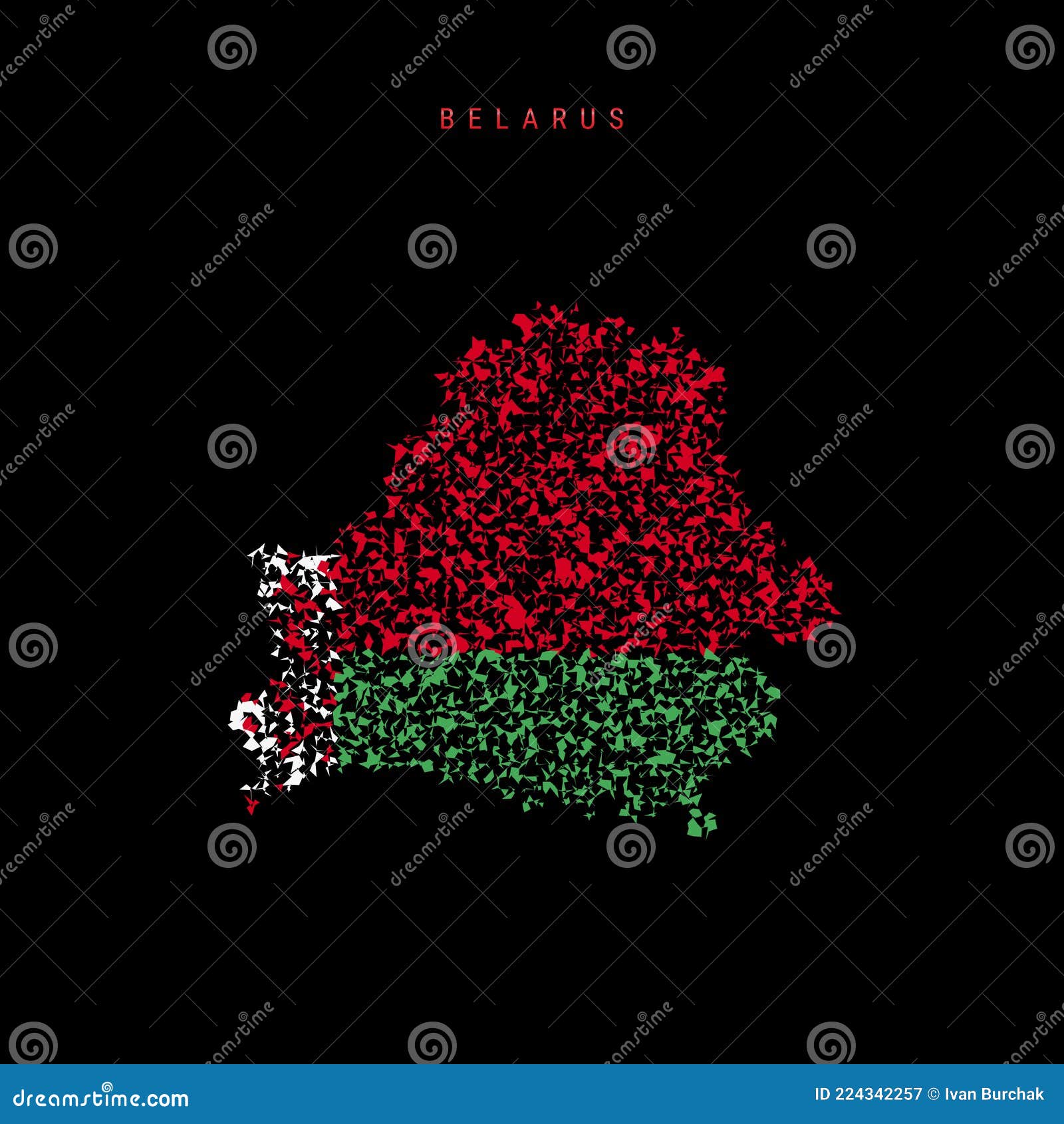 Belarus Flag Map, Chaotic Particles Pattern In The Belorussian Flag ...