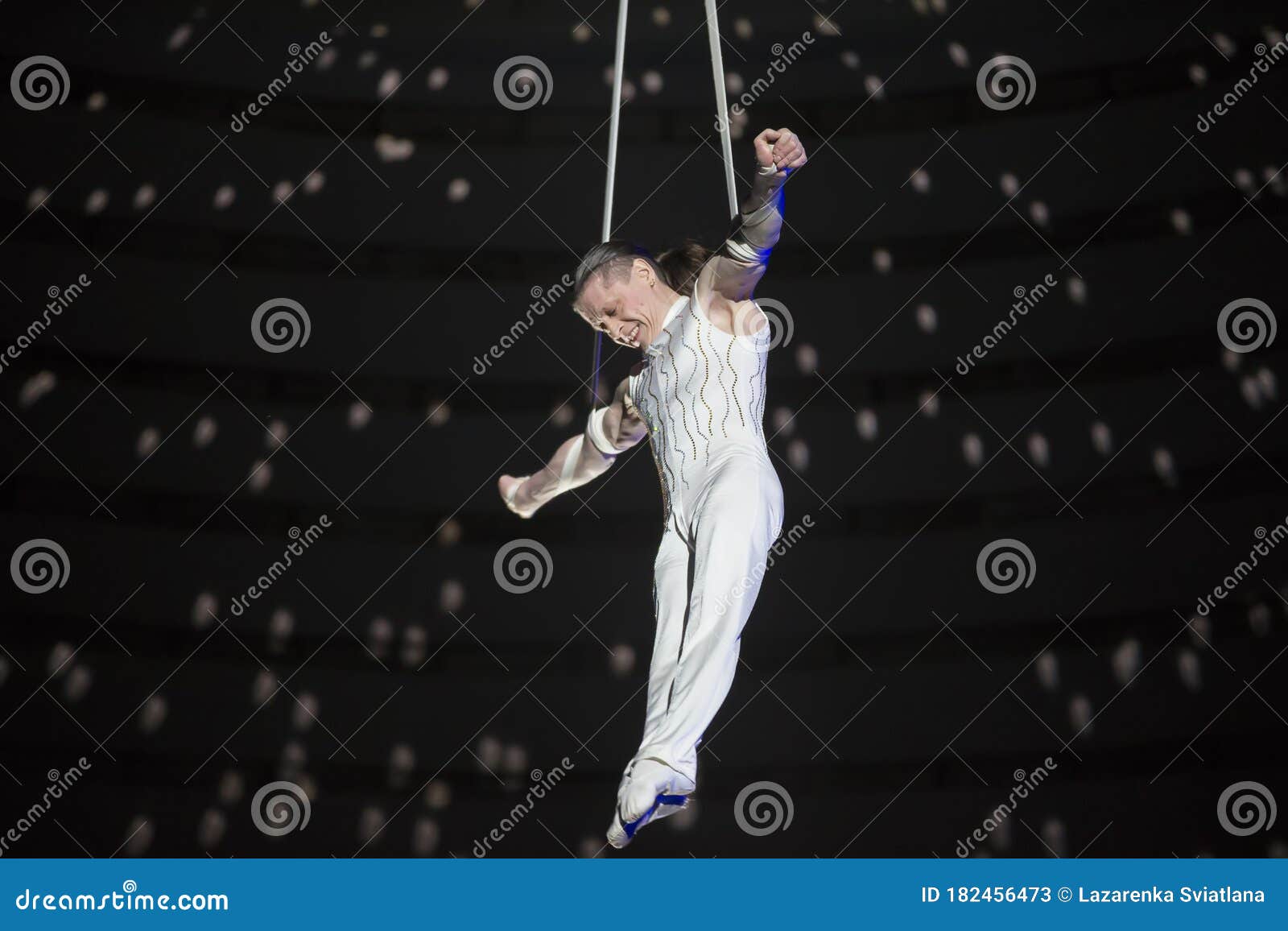 Aerial Acrobat Performs a Circus Trick. Editorial Stock Photo - Image ...