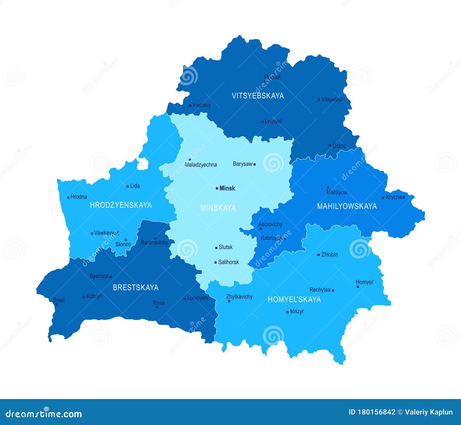 Belarus Map. Cities, Regions. Vector Stock Illustration - Illustration ...