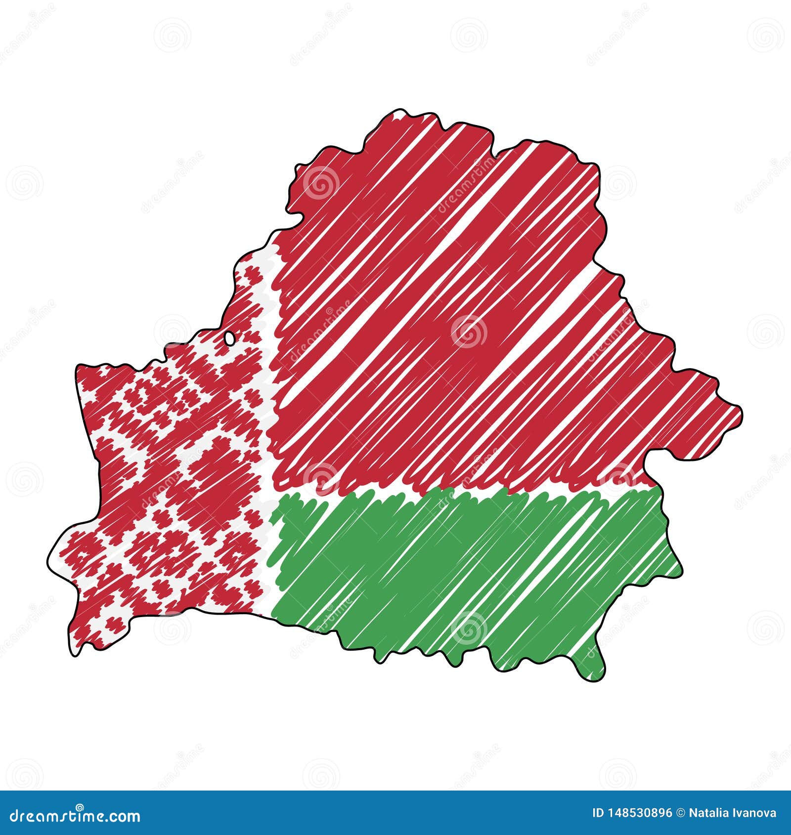Belarus Map Hand Drawn Sketch. Vector Concept Illustration Flag ...