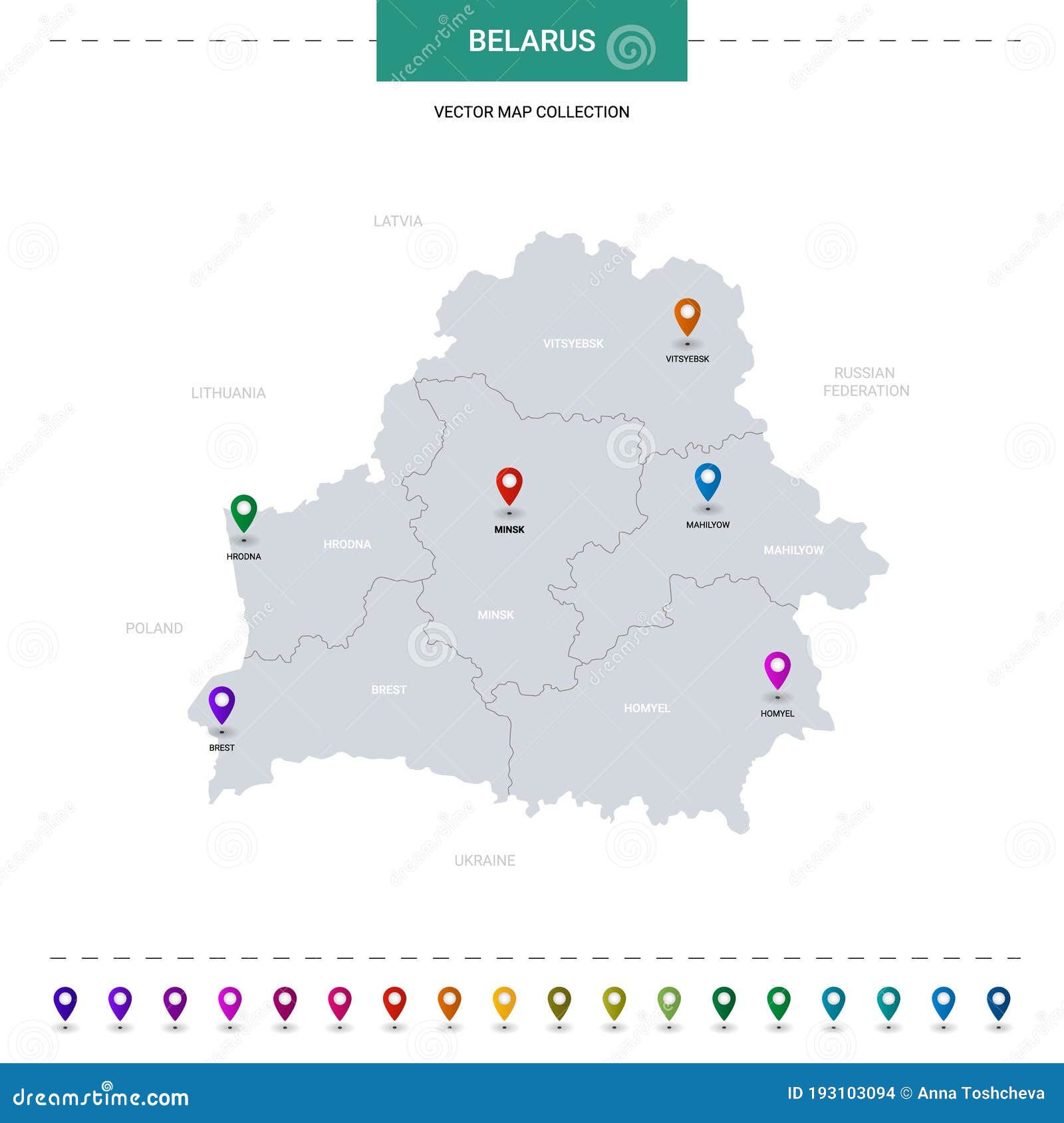 Belarus Location On The World Map For Infographics. All World Countries ...