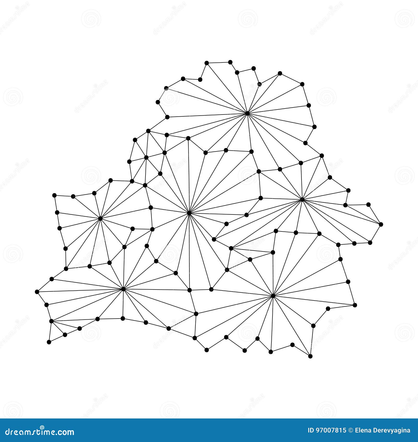 Belarus Map of Polygonal Mosaic Lines Network, Rays, Dots Stock Vector ...
