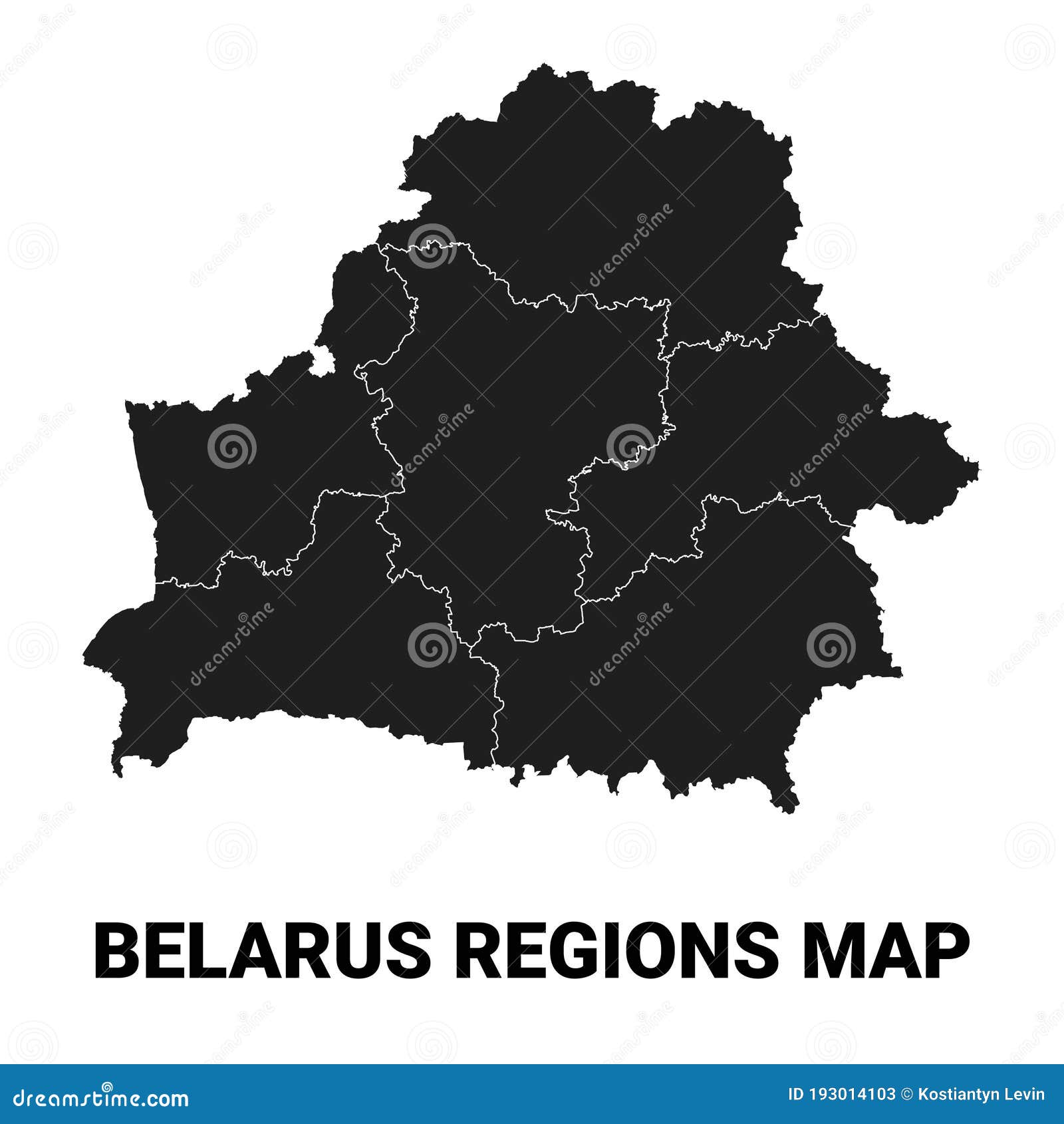 Belarus Map Regions Voblast Administrative Regions Stock Vector ...