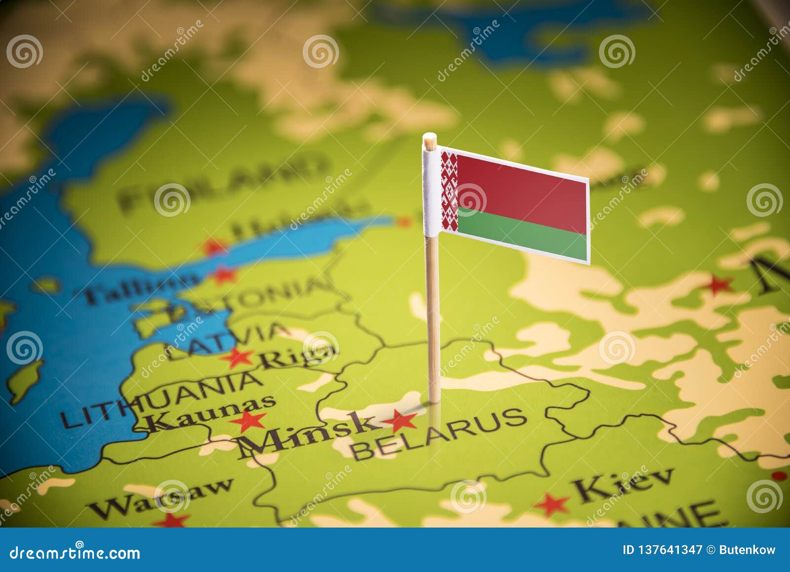 Belarus Marked with a Flag on the Map Stock Image - Image of ...