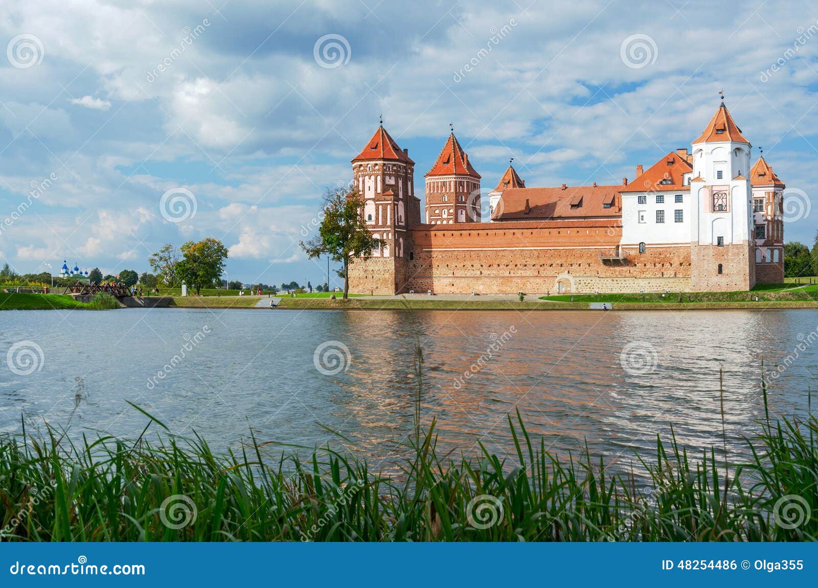 Belarus. Mir Castle, View from the Lake Stock Photo - Image of ...