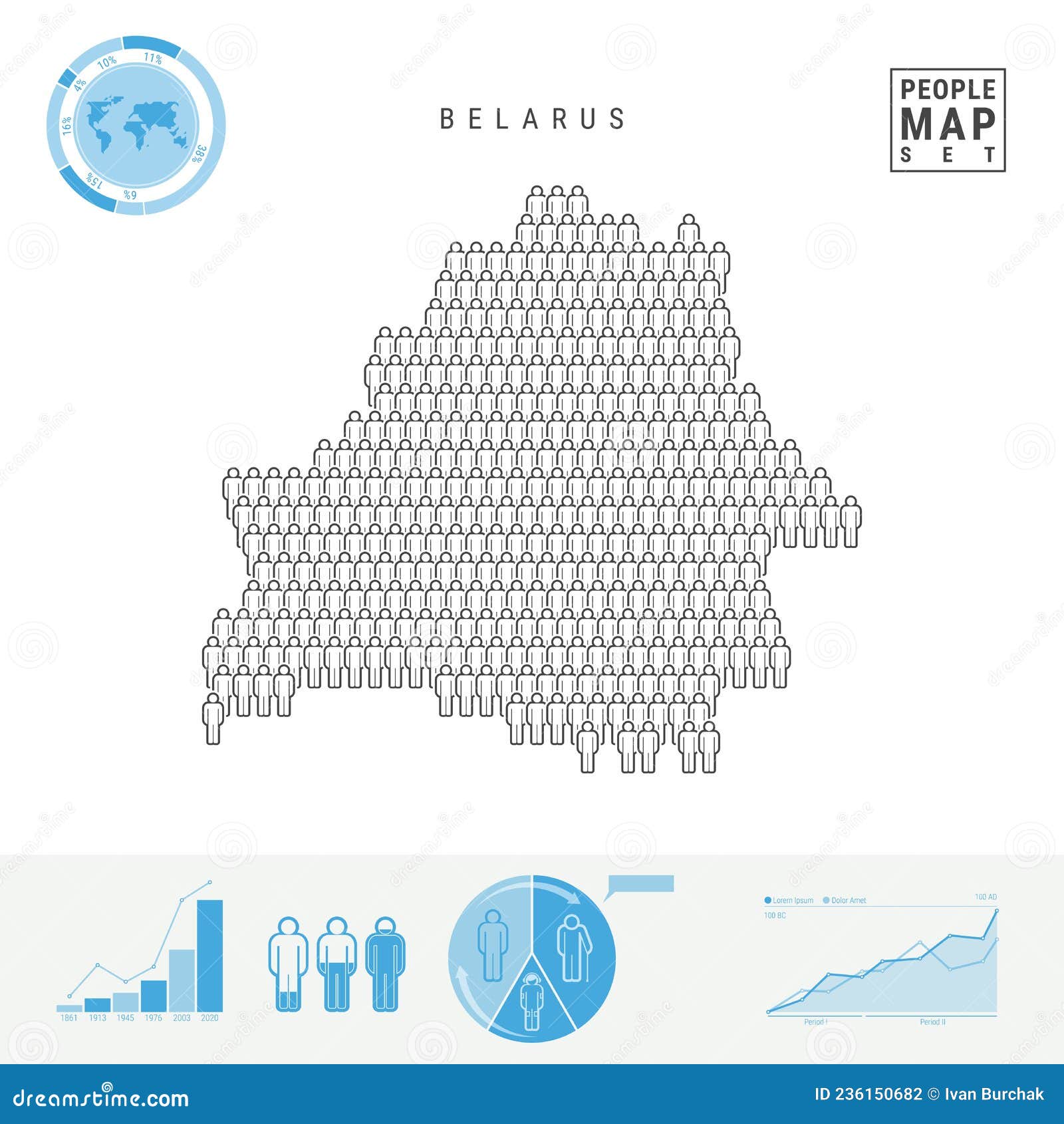 Belarus People Icon Map. Stylized Vector Silhouette of Belarus ...