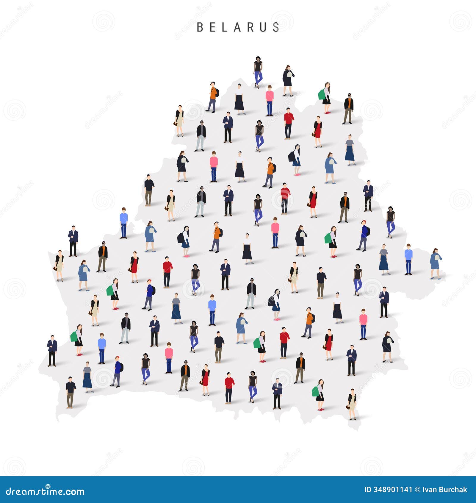 Belarus Population Map. Large Group of People in a Shape of Belorussian ...