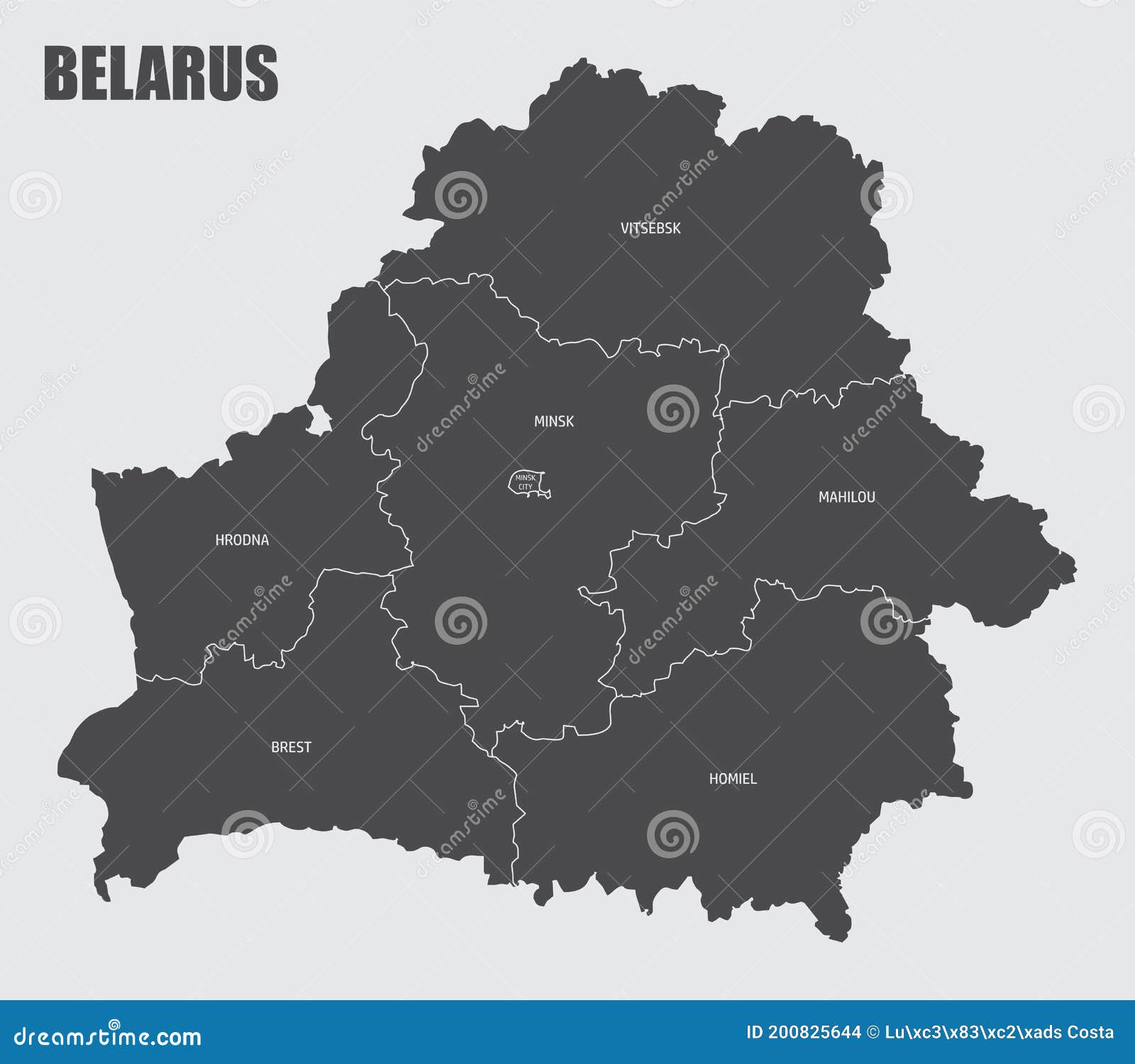 Belarus regions map stock illustration. Illustration of minsk - 200825644