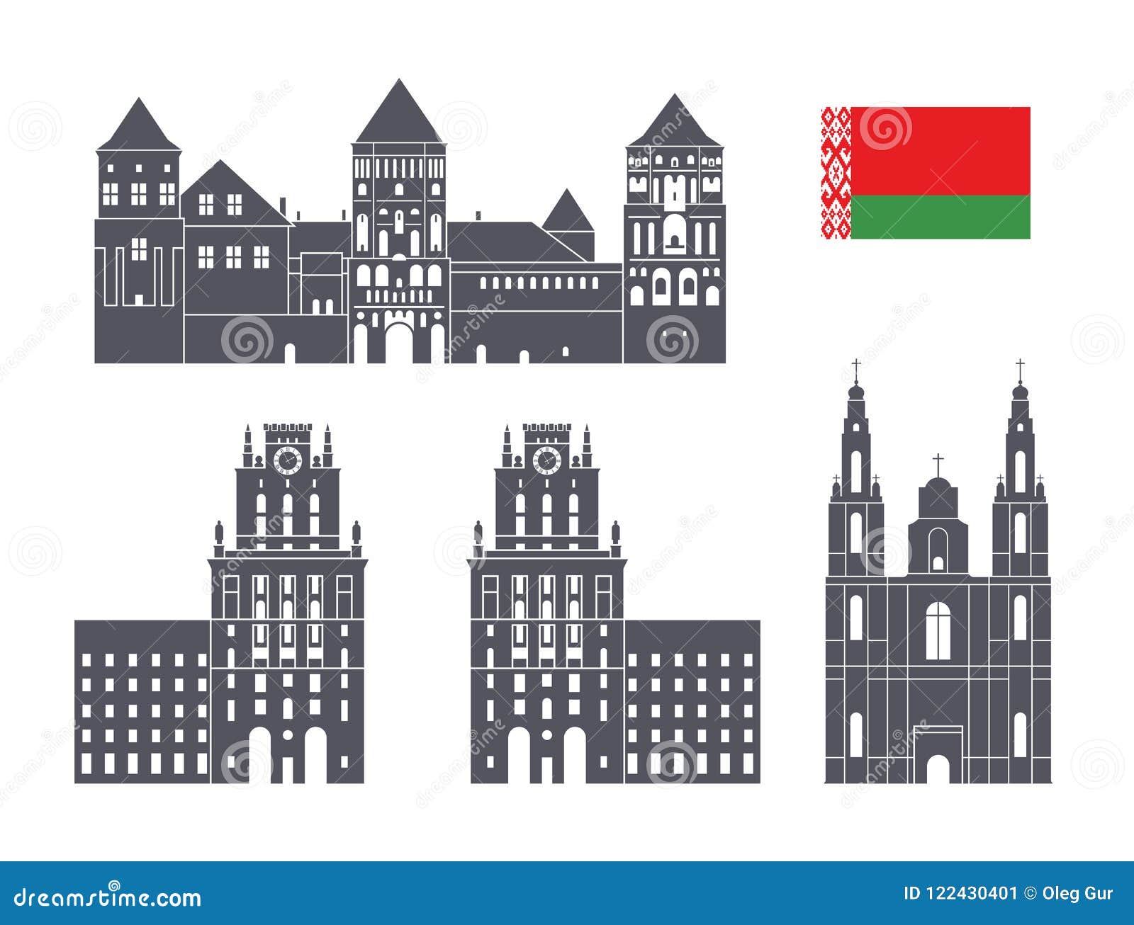 Belarus Set. Minsk Architecture Stock Vector - Illustration of abstract ...