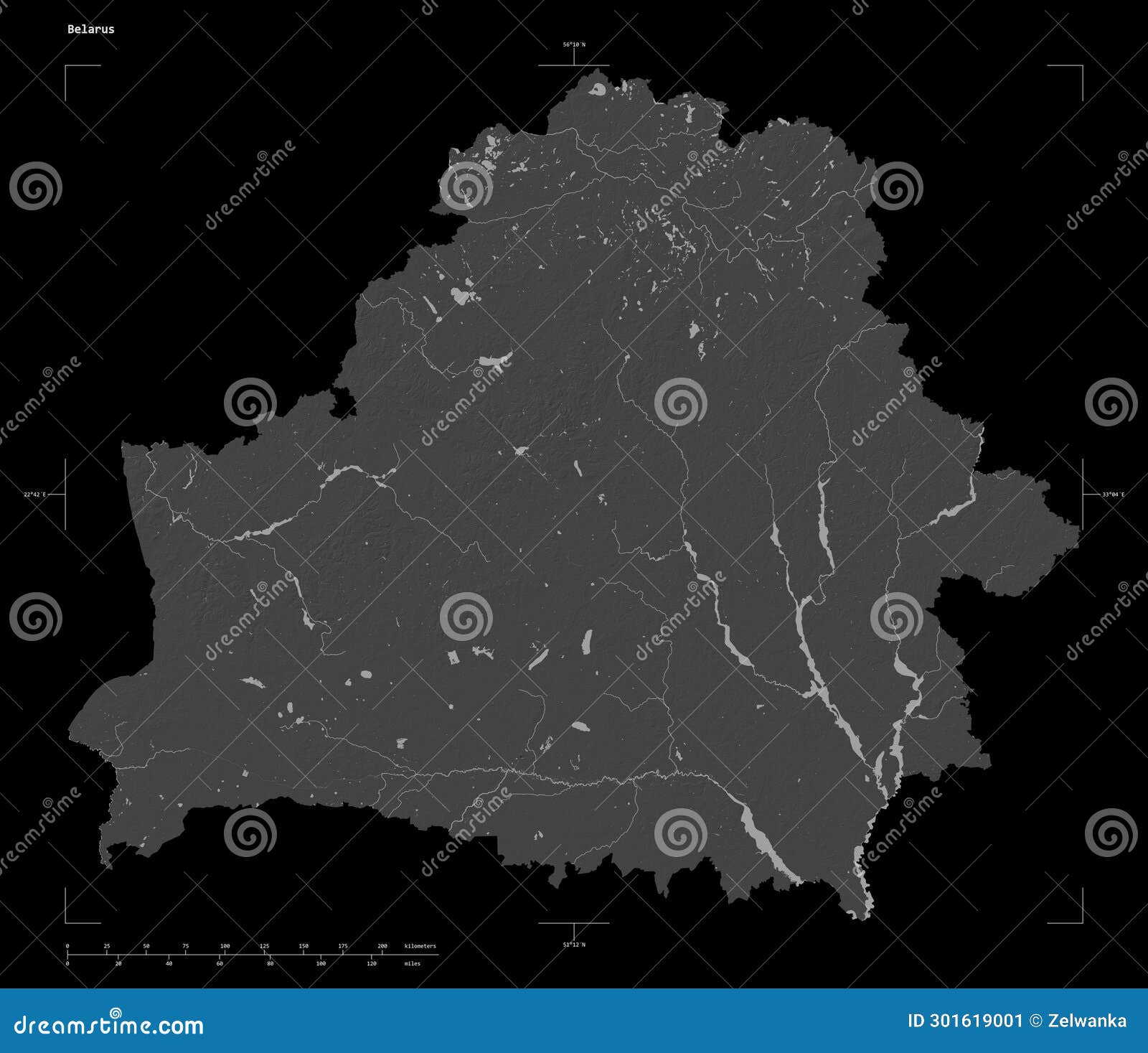 Belarus Shape on Black. Bilevel Stock Illustration - Illustration of ...