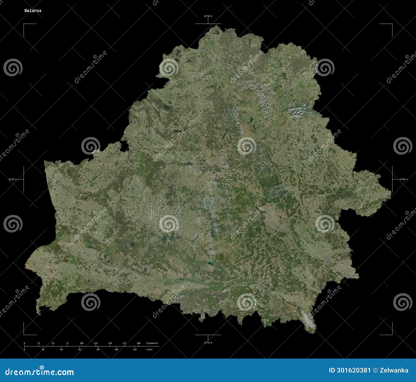Belarus Shape on Black. High-res Satellite Stock Illustration ...