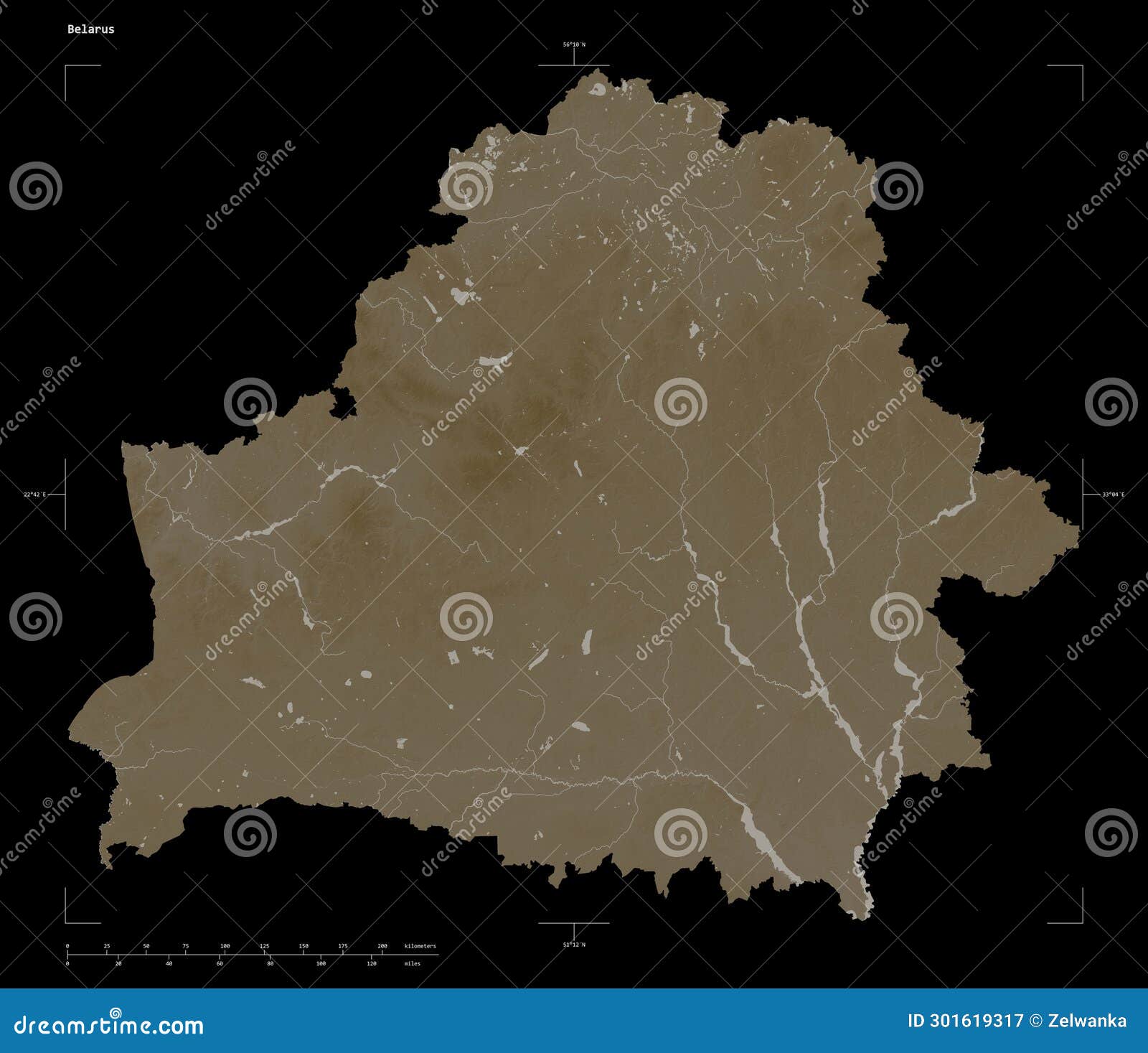 Belarus Shape on Black. Sepia Stock Illustration - Illustration of ...