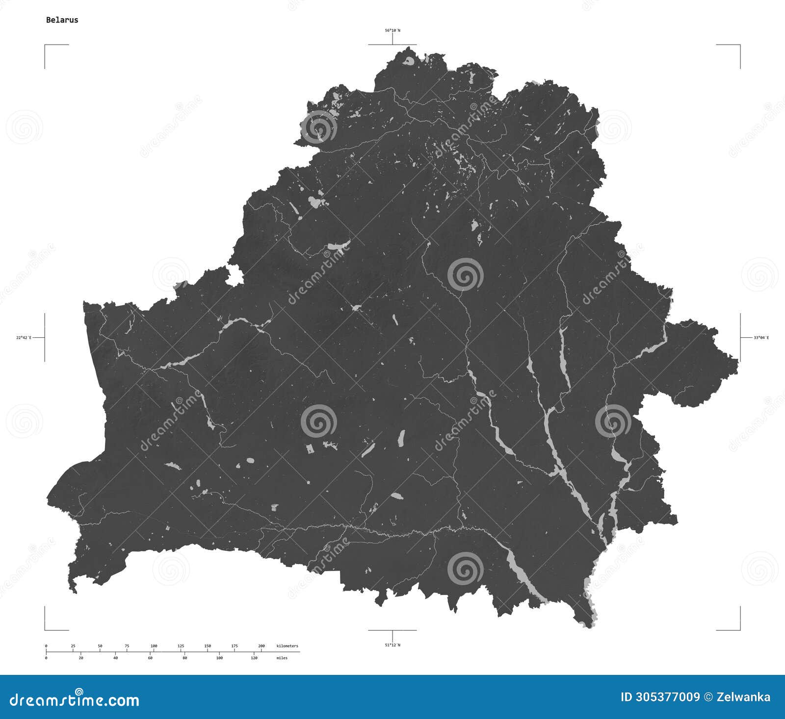Belarus Shape on White. Grayscale Stock Illustration - Illustration of ...
