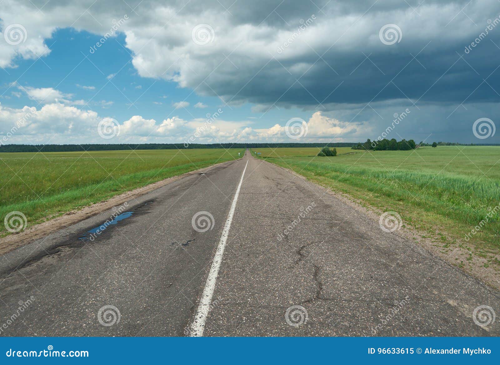 Belarusian Country road stock image. Image of nature - 96633615